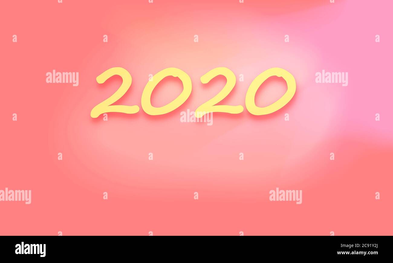 Light pink background with yellow numbers forming 2020 Stock Photo - Alamy