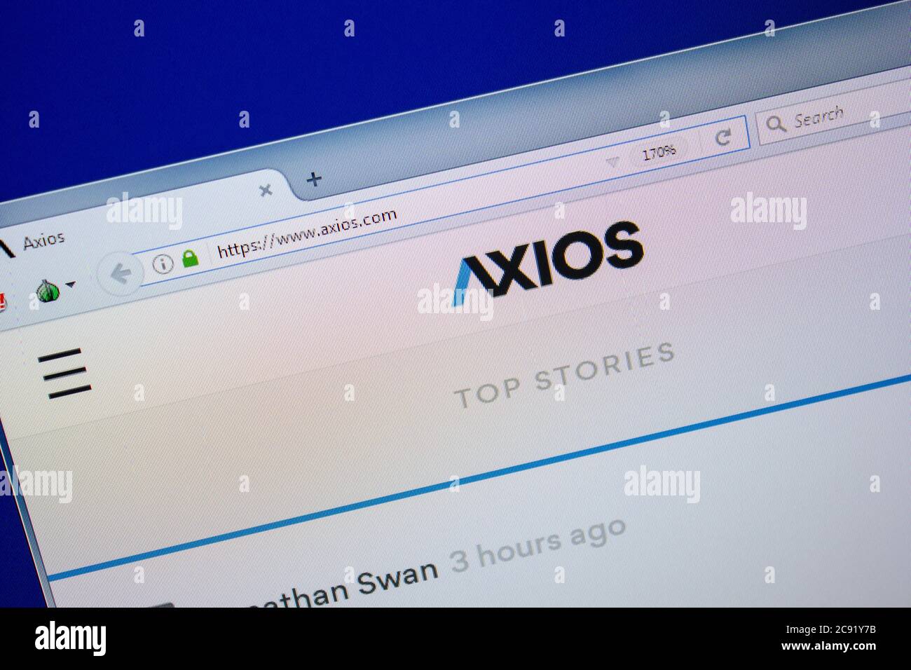 Ryazan, Russia - June 26, 2018: Homepage of Axios website on the ...