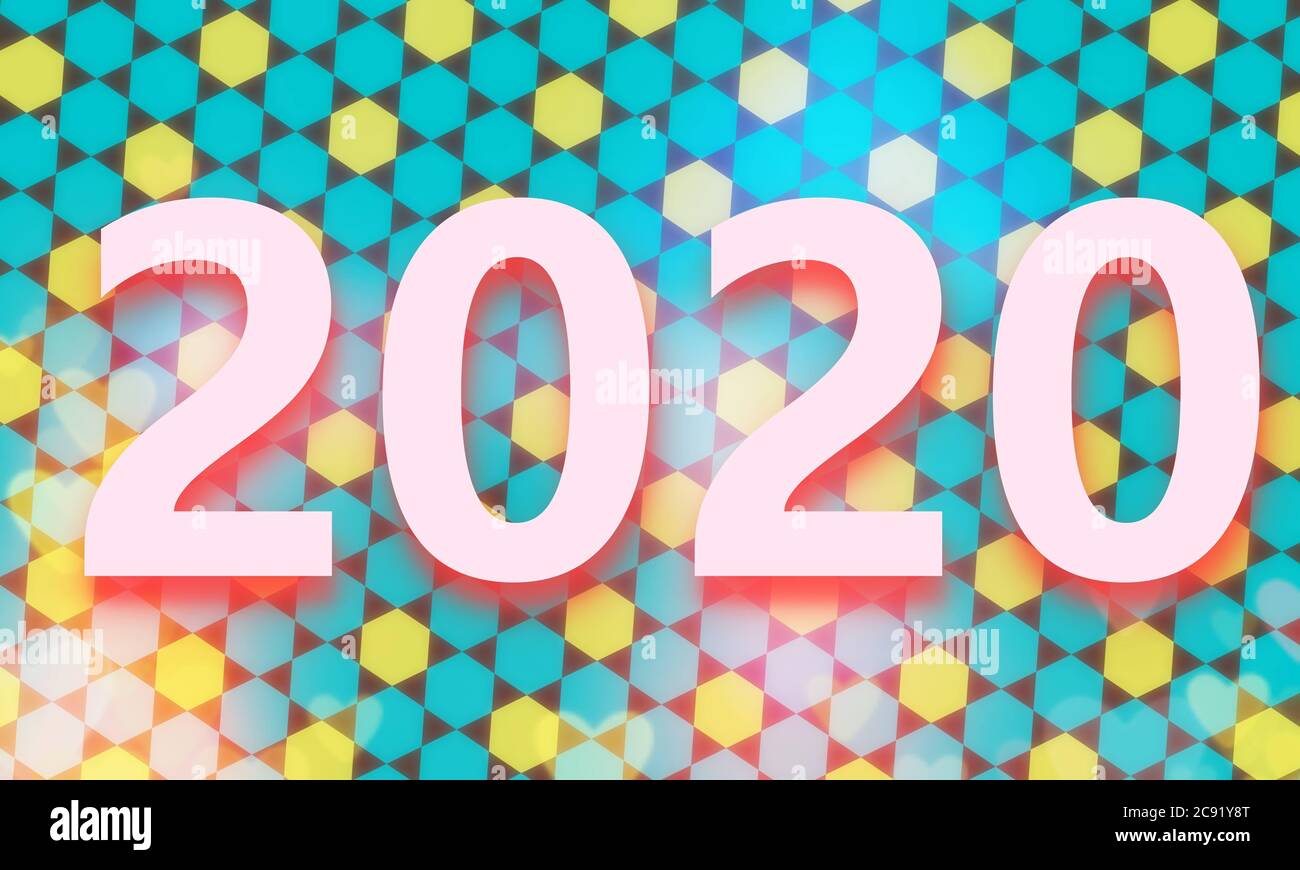 Abstract blue background with large pink numbers forming 2020 Stock ...
