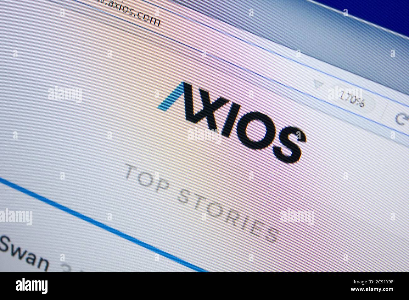 Ryazan, Russia - June 26, 2018: Homepage of Axios website on the ...