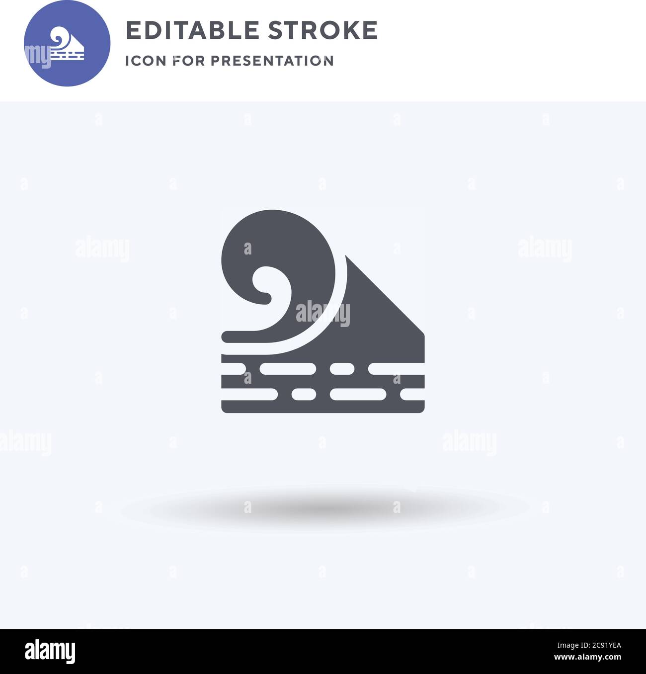 Wave icon vector, filled flat sign, solid pictogram isolated on white ...