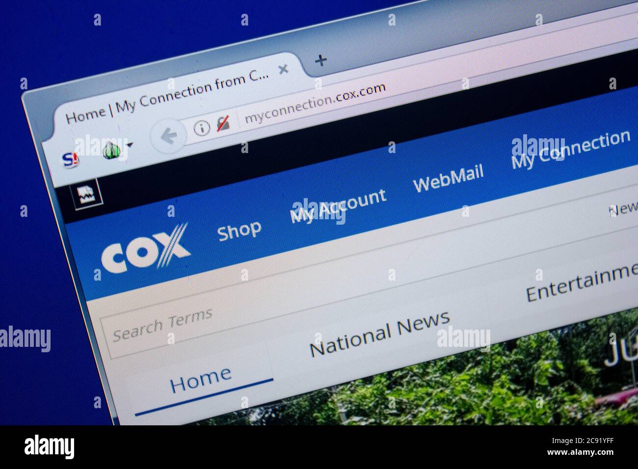 Ryazan, Russia - June 26, 2018: Homepage of Cox website on the display ...