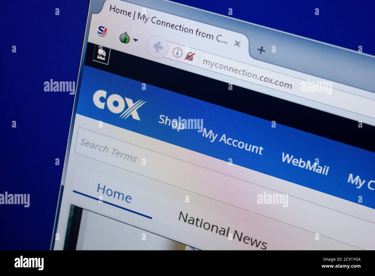 Ryazan, Russia - June 26, 2018: Homepage of Cox website on the display ...