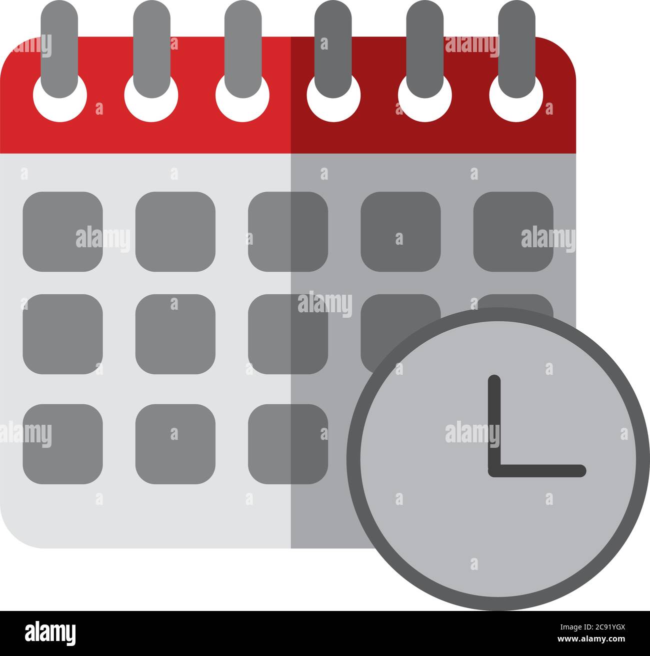 calendar reminder clock time flat icon with shadow vector illustration ...