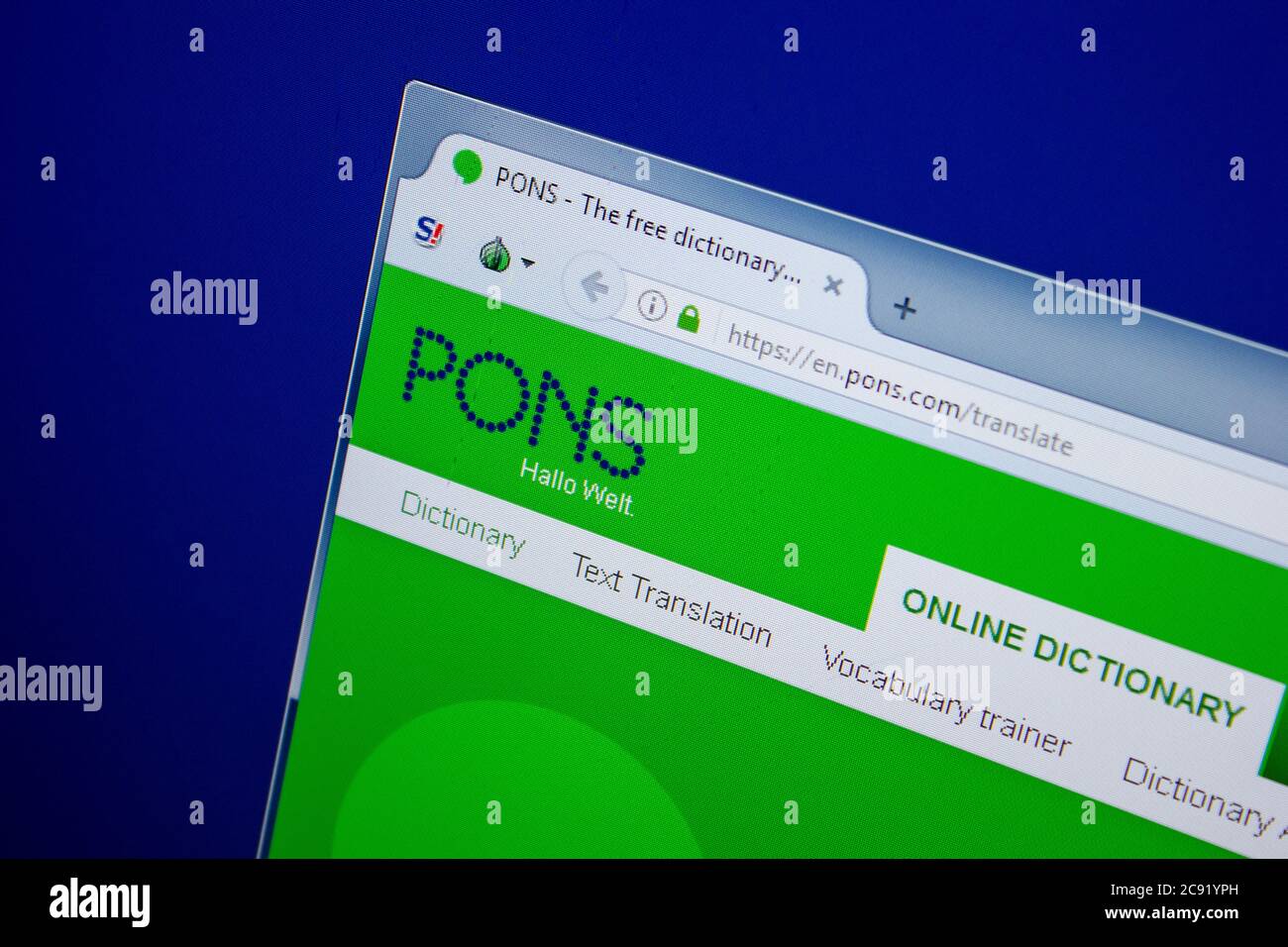 Ryazan, Russia - June 26, 2018: Homepage of Pons website on the display ...