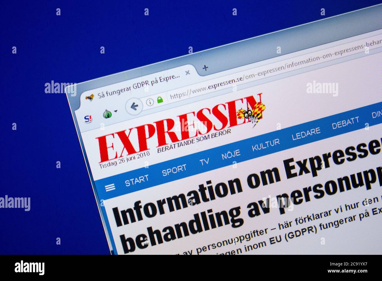 Ryazan, Russia - June 26, 2018: Homepage of Expressen website on the ...