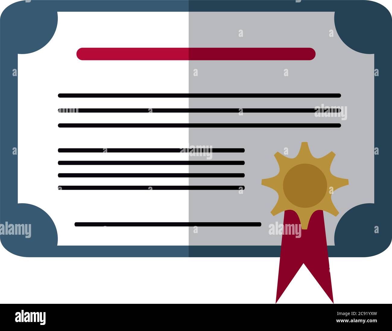 school education success certificate award flat icon with shadow vector ...