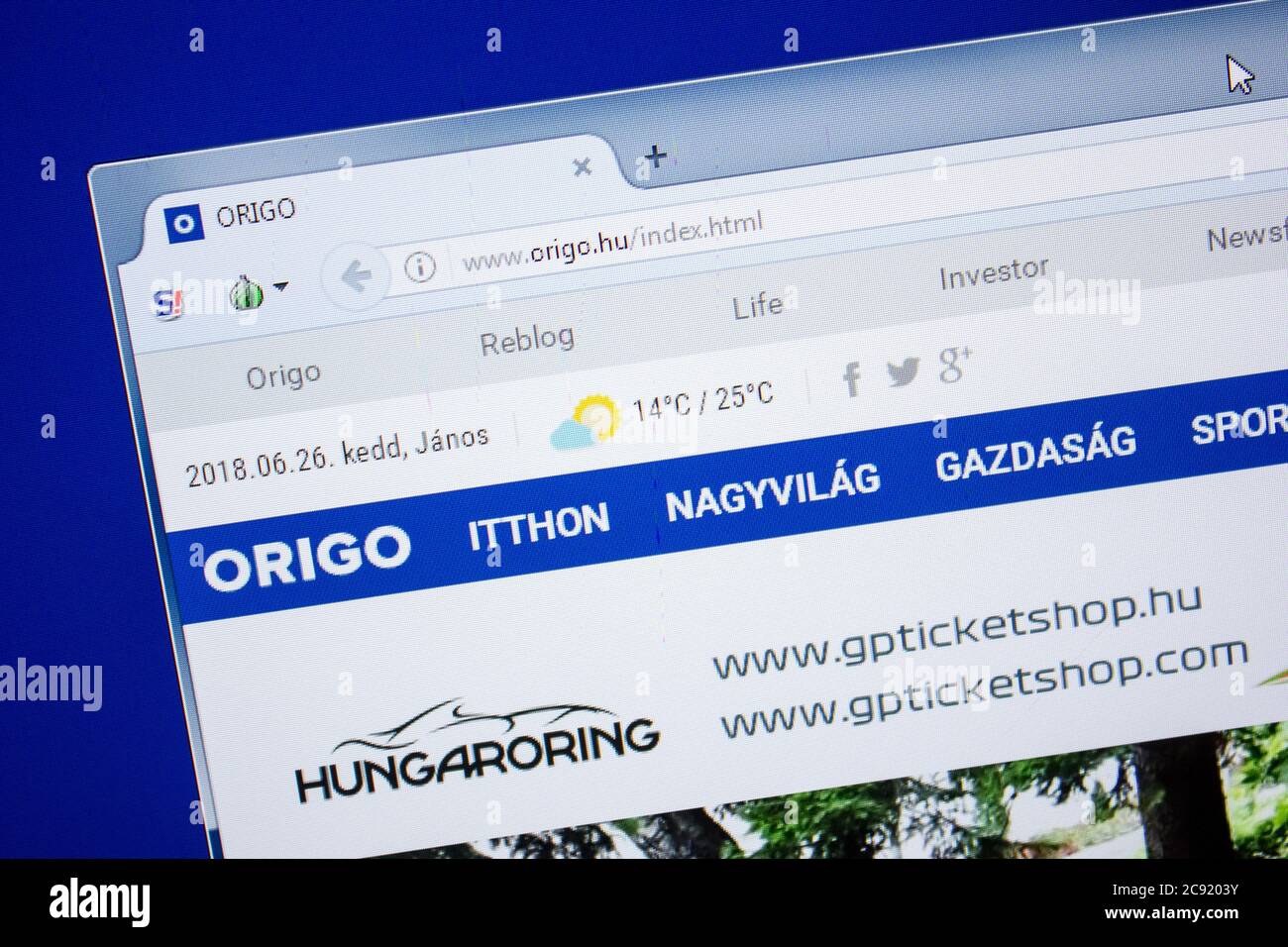 Ryazan, Russia - June 26, 2018: Homepage of Origo website on the ...