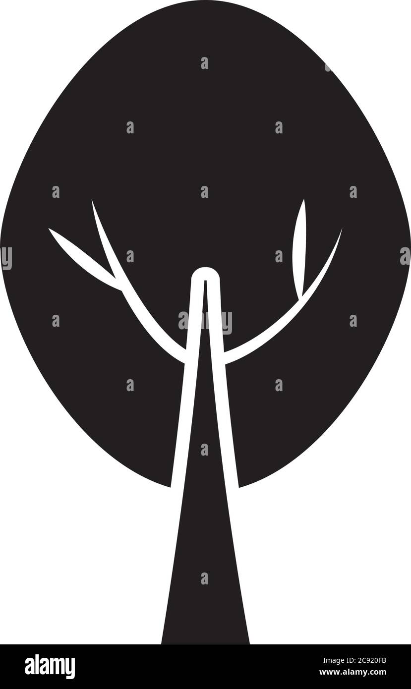 oval shaped tree silhouette style icon design, Nature plant season ...