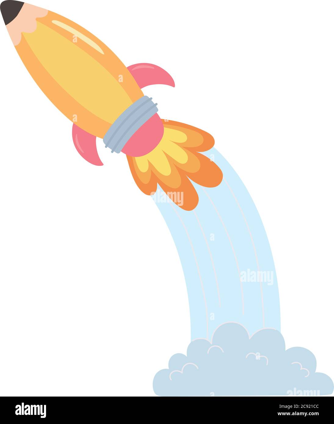 school education pencil rocket isolated icon design white background ...