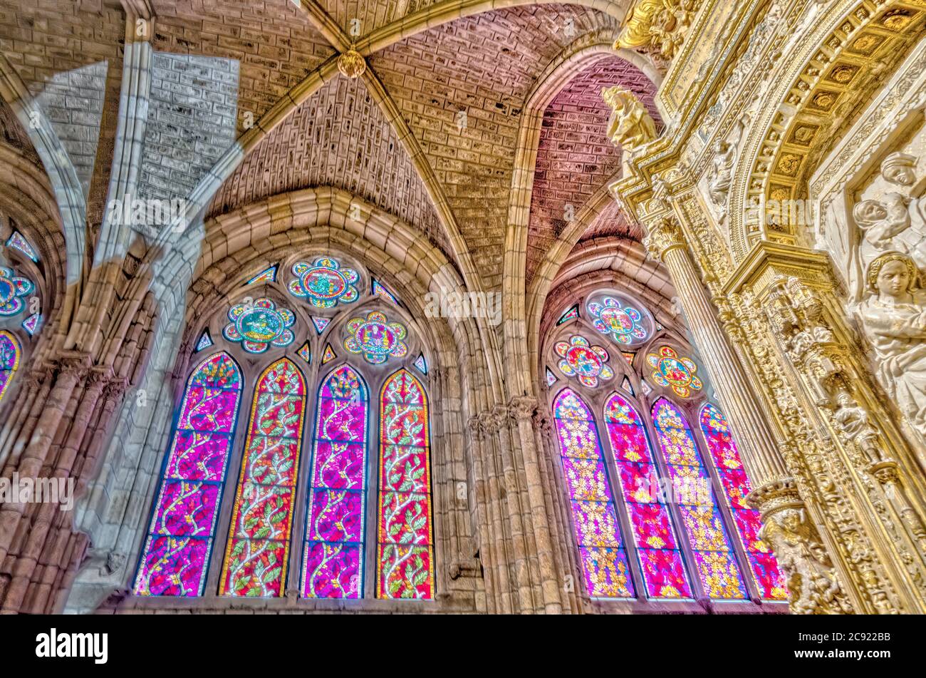 Leon Cathedral interior, Spain Stock Photo - Alamy