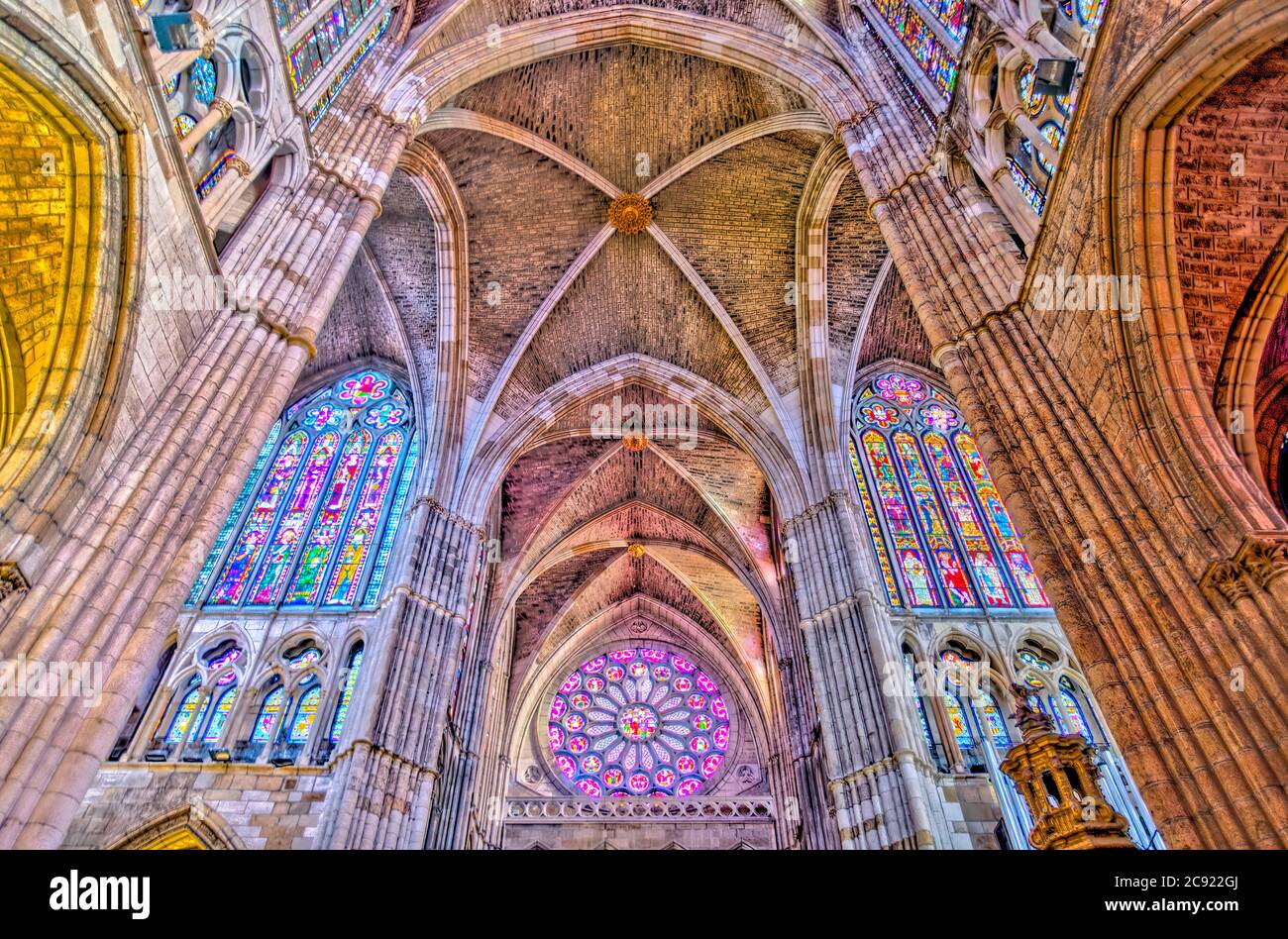 Leon Cathedral interior, Spain Stock Photo - Alamy