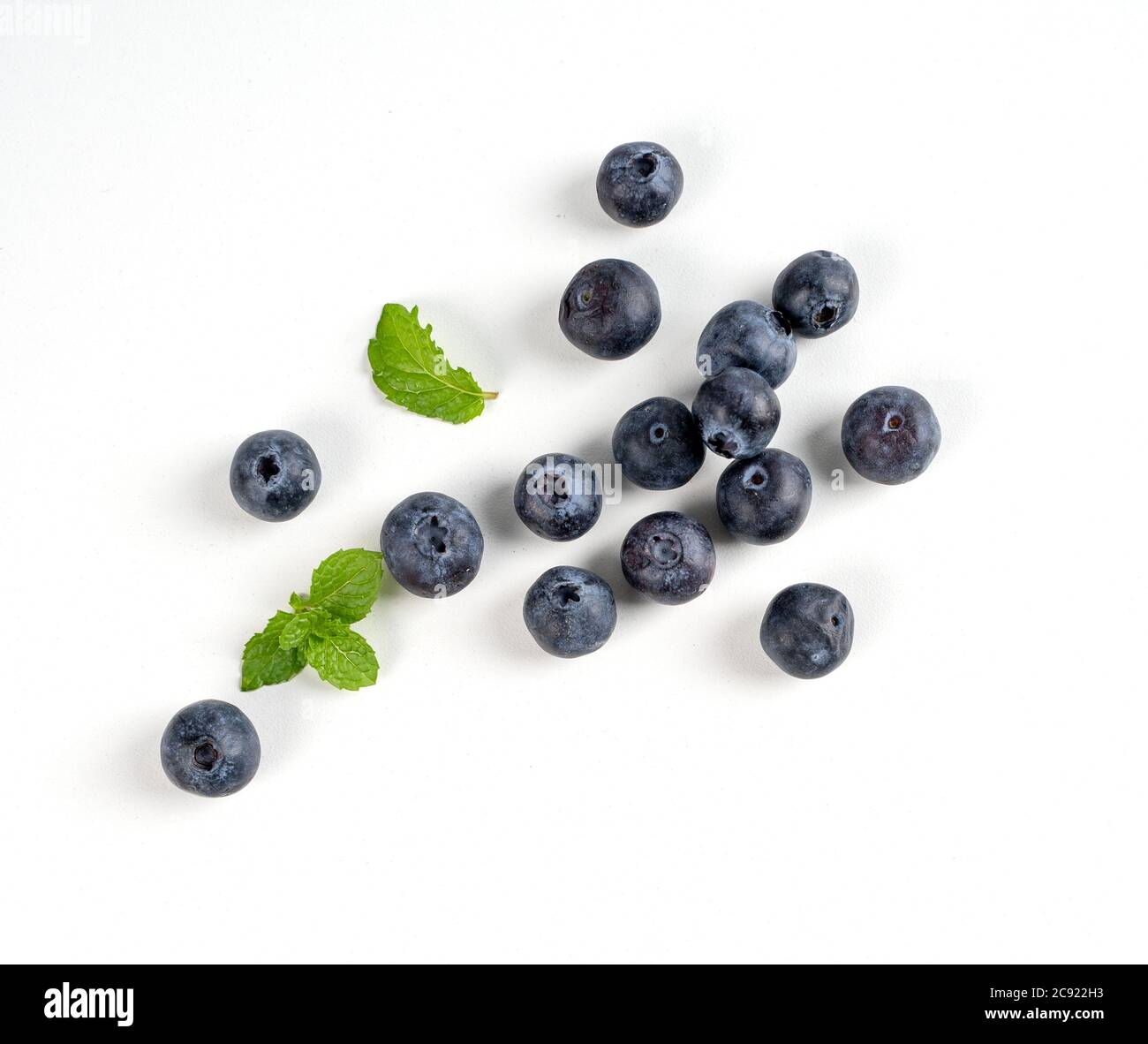 Blueberry fruit top view isolated on a white background, flat lay ...