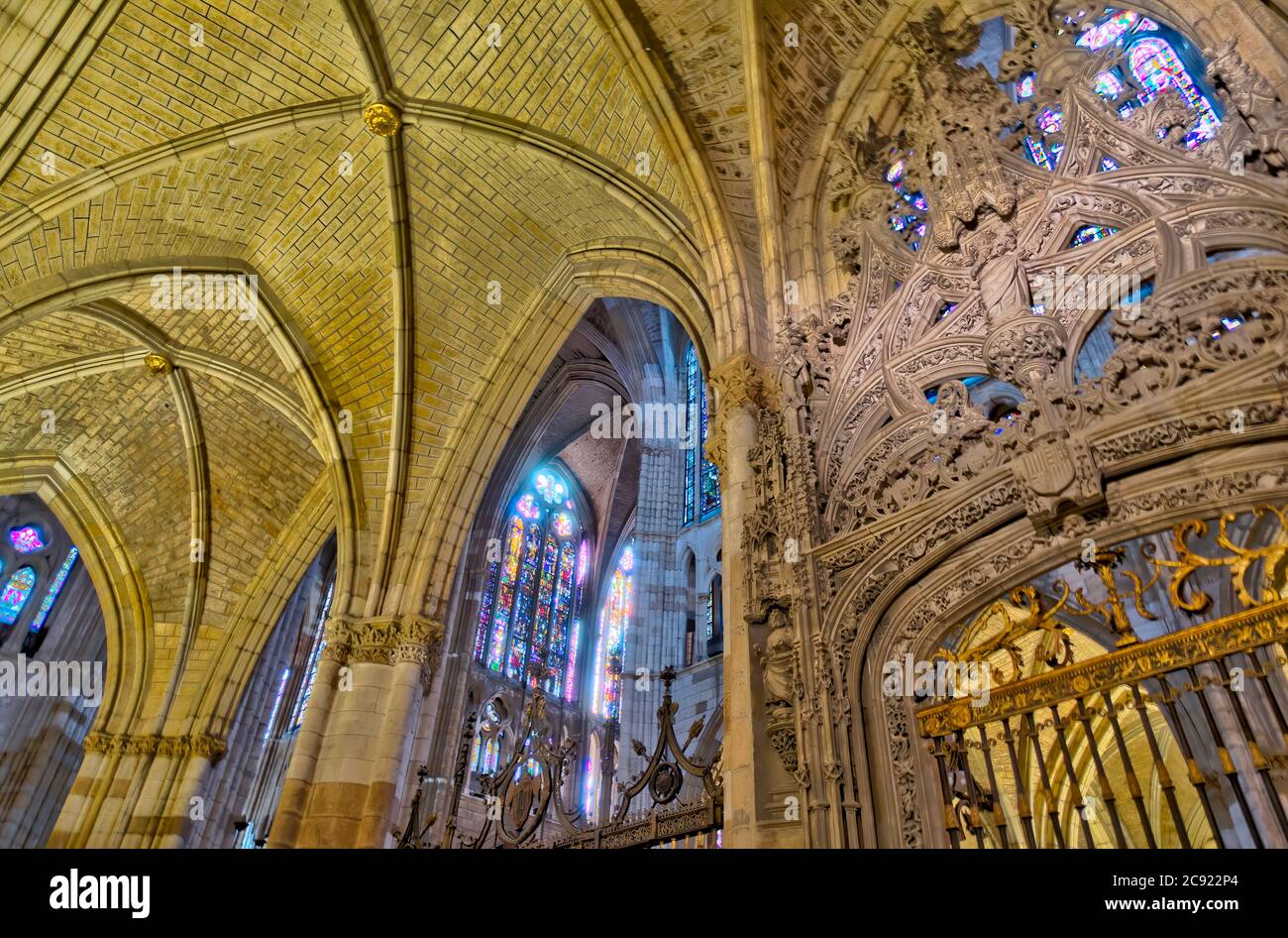 Leon Cathedral interior, Spain Stock Photo - Alamy