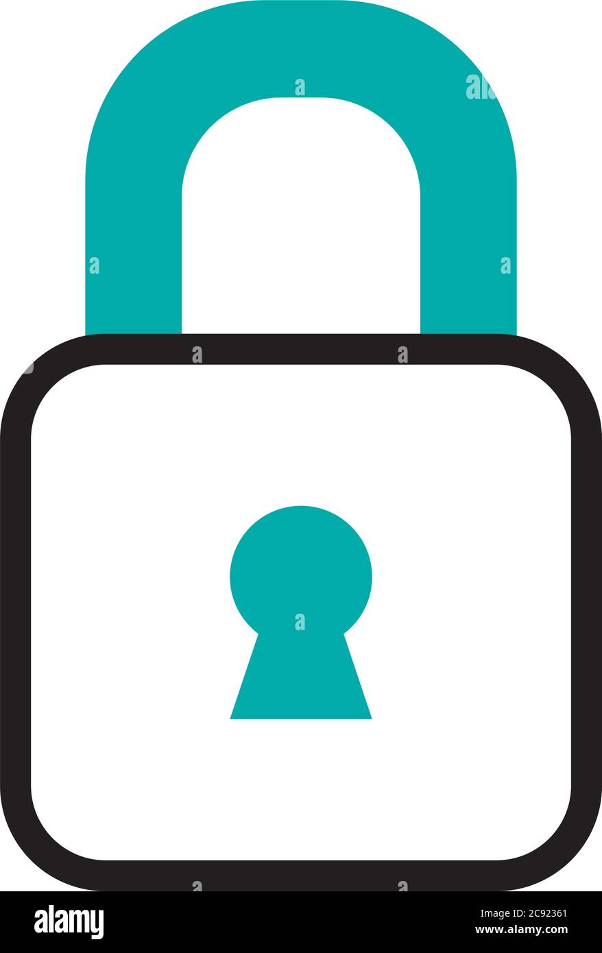 security padlock icon over white background, half line half color style ...