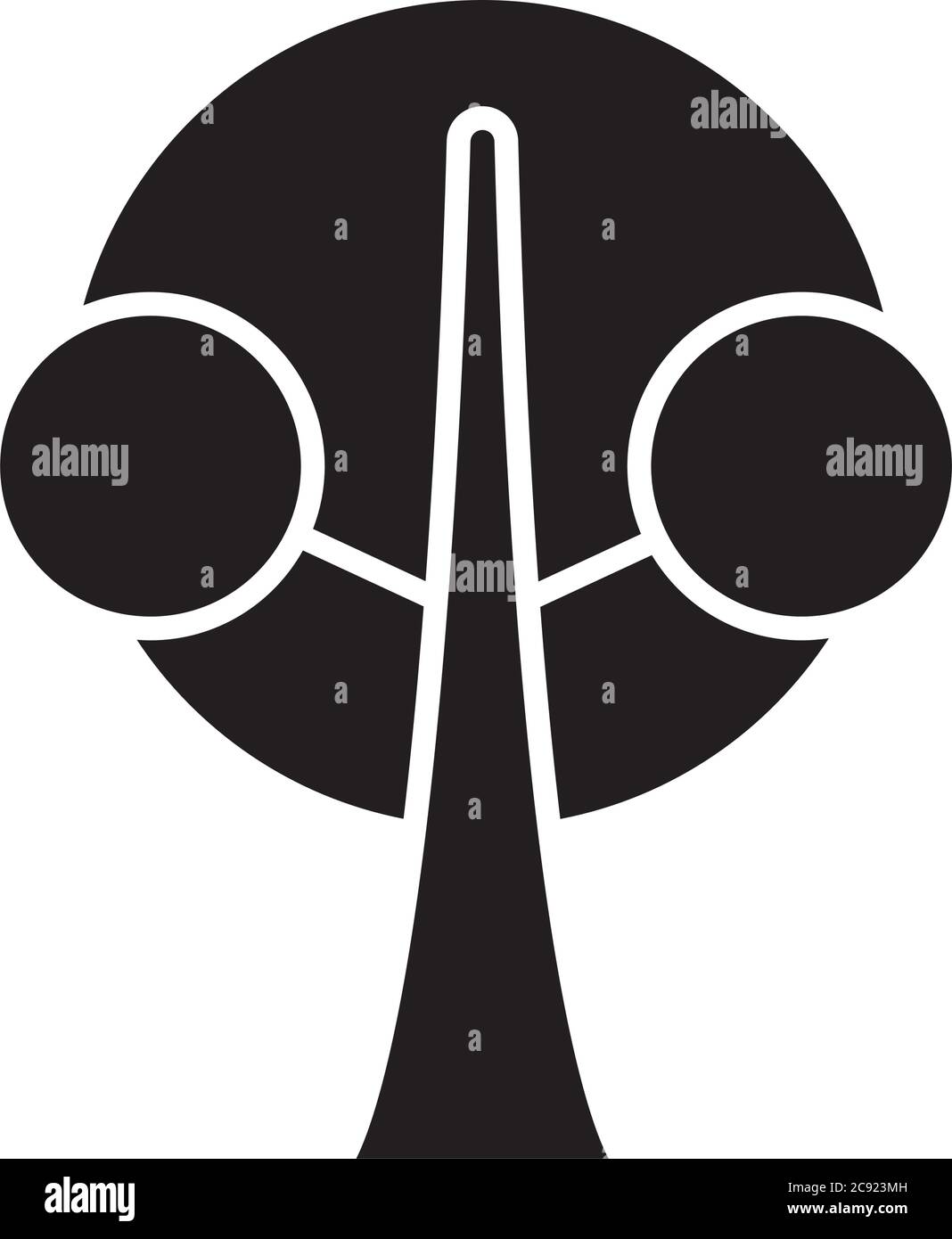 round shaped tree silhouette style icon design, Nature plant season ...