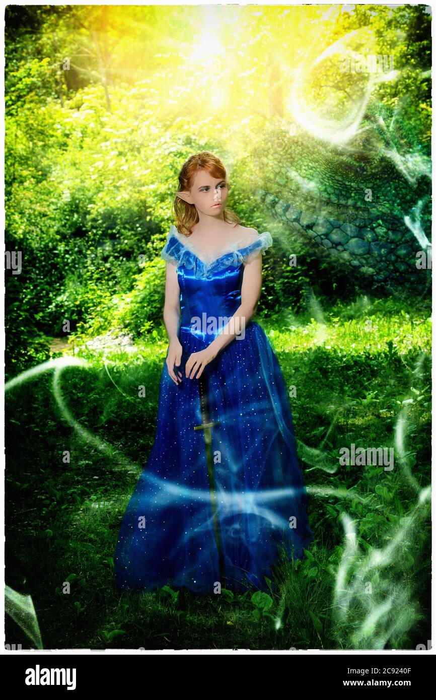 Girl standing in a forest Cut Out Stock Images & Pictures - Alamy