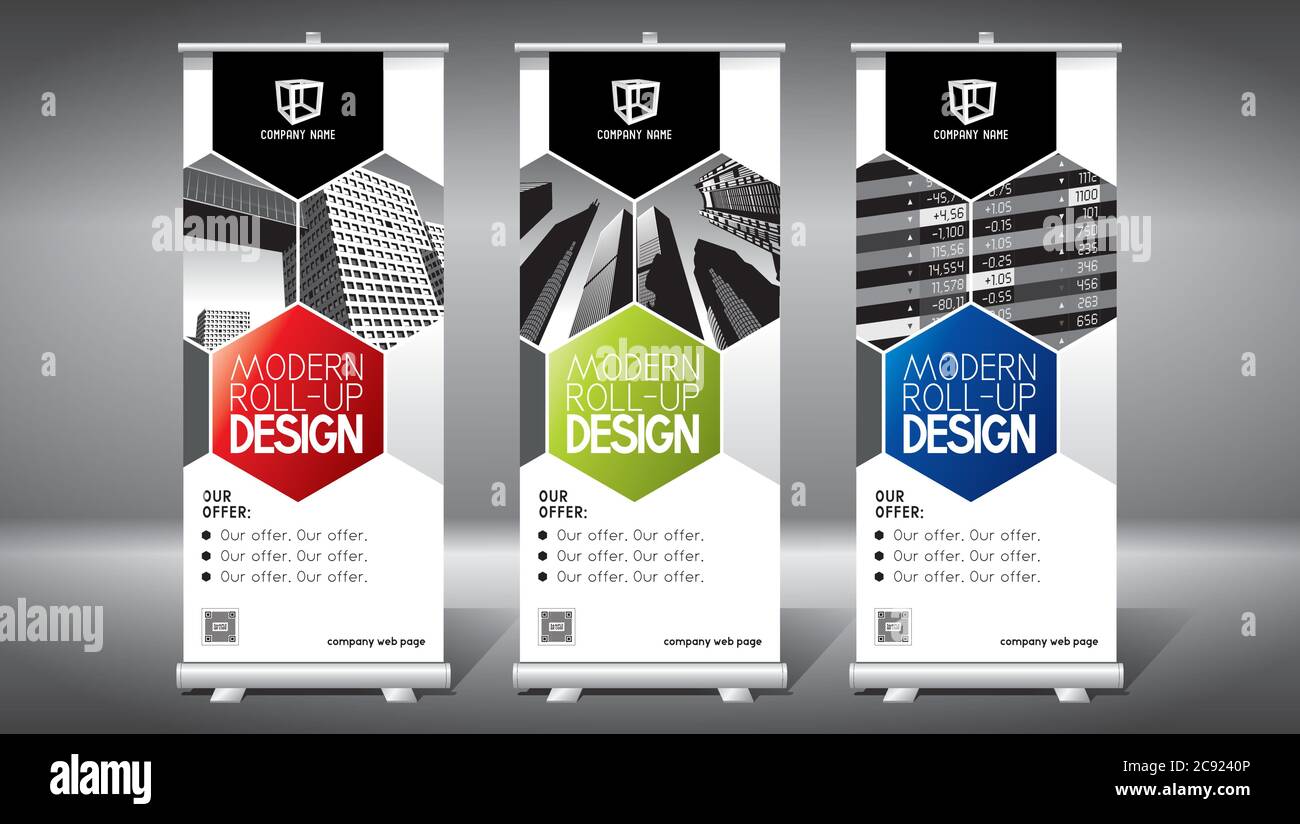 Roll-up template, design (85x200 cm) - modern office buildings ...