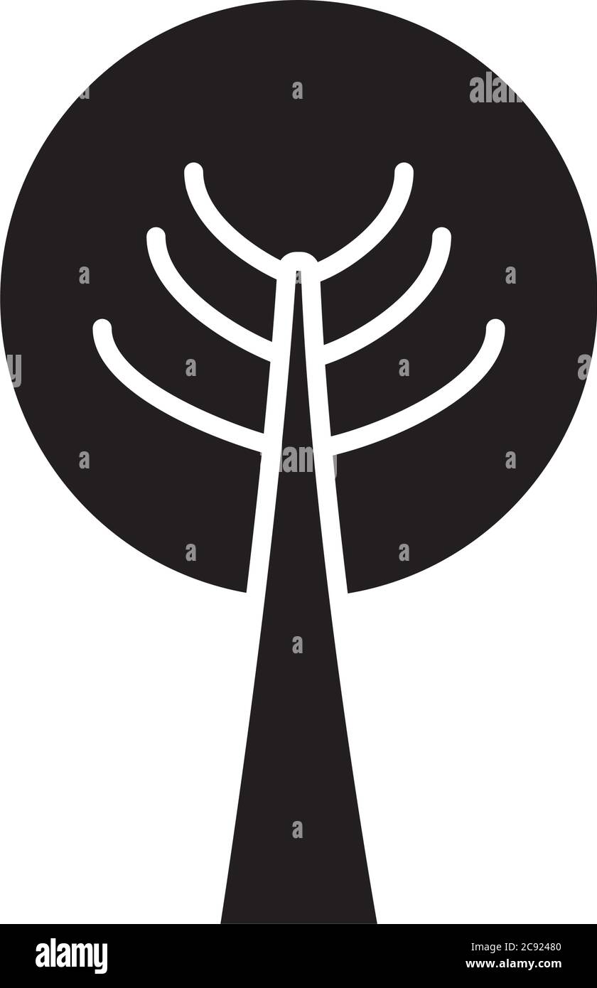 round shaped tree silhouette style icon design, Nature plant season ...