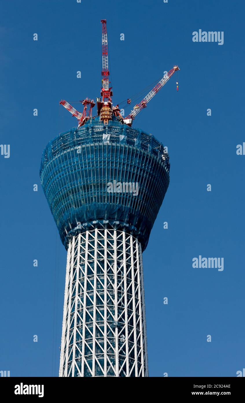 View of the Tokyo SkyTree under construction in Japan.Tokyo Sky Tree ...