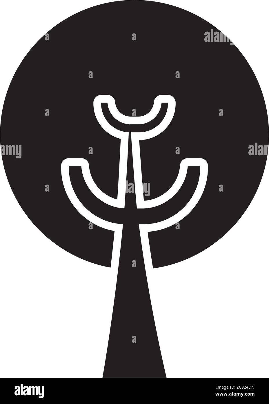 round shaped tree silhouette style icon design, Nature plant season ...
