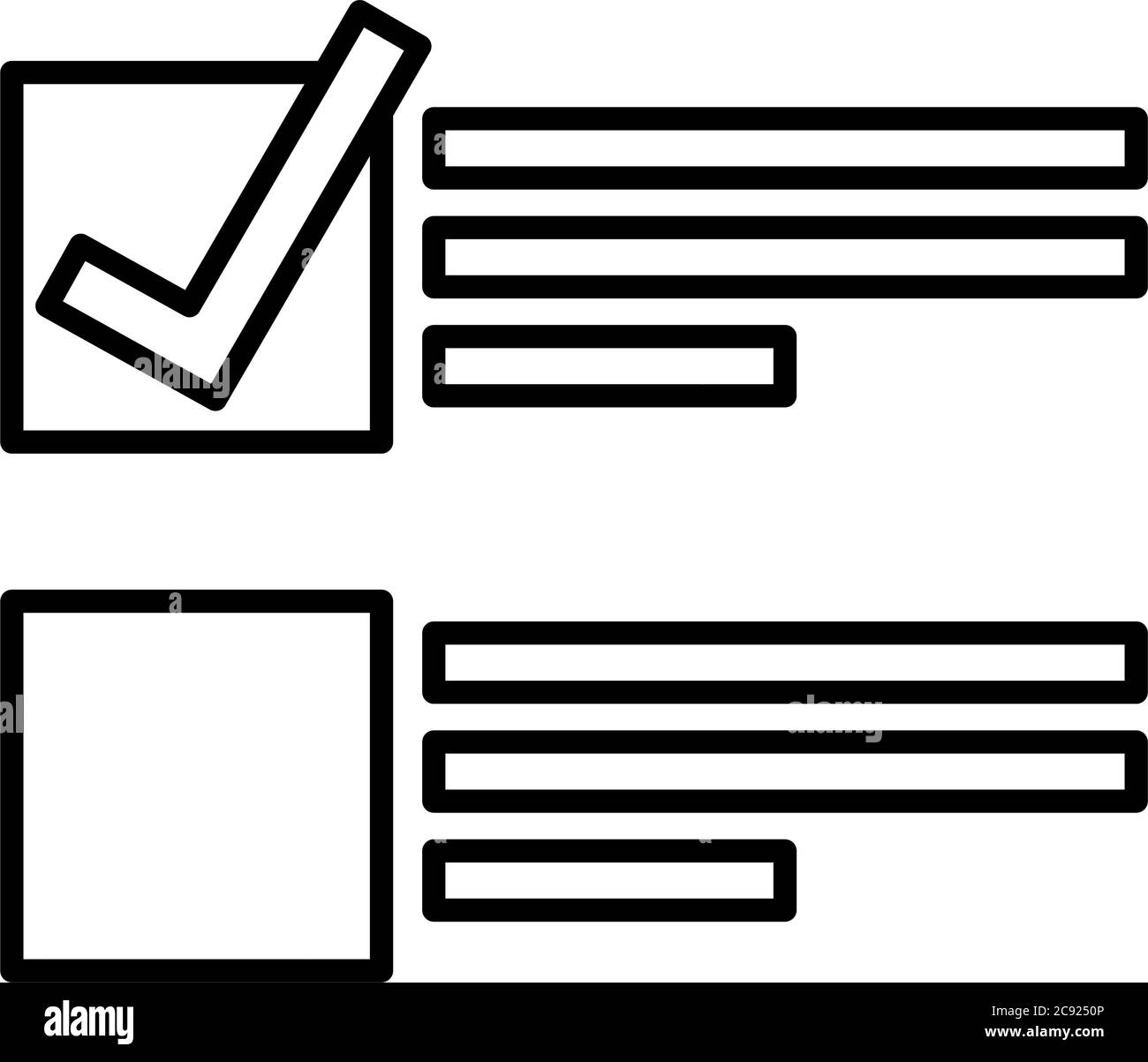 document lines with check mark line style icon design, Data archive and information theme Vector ...