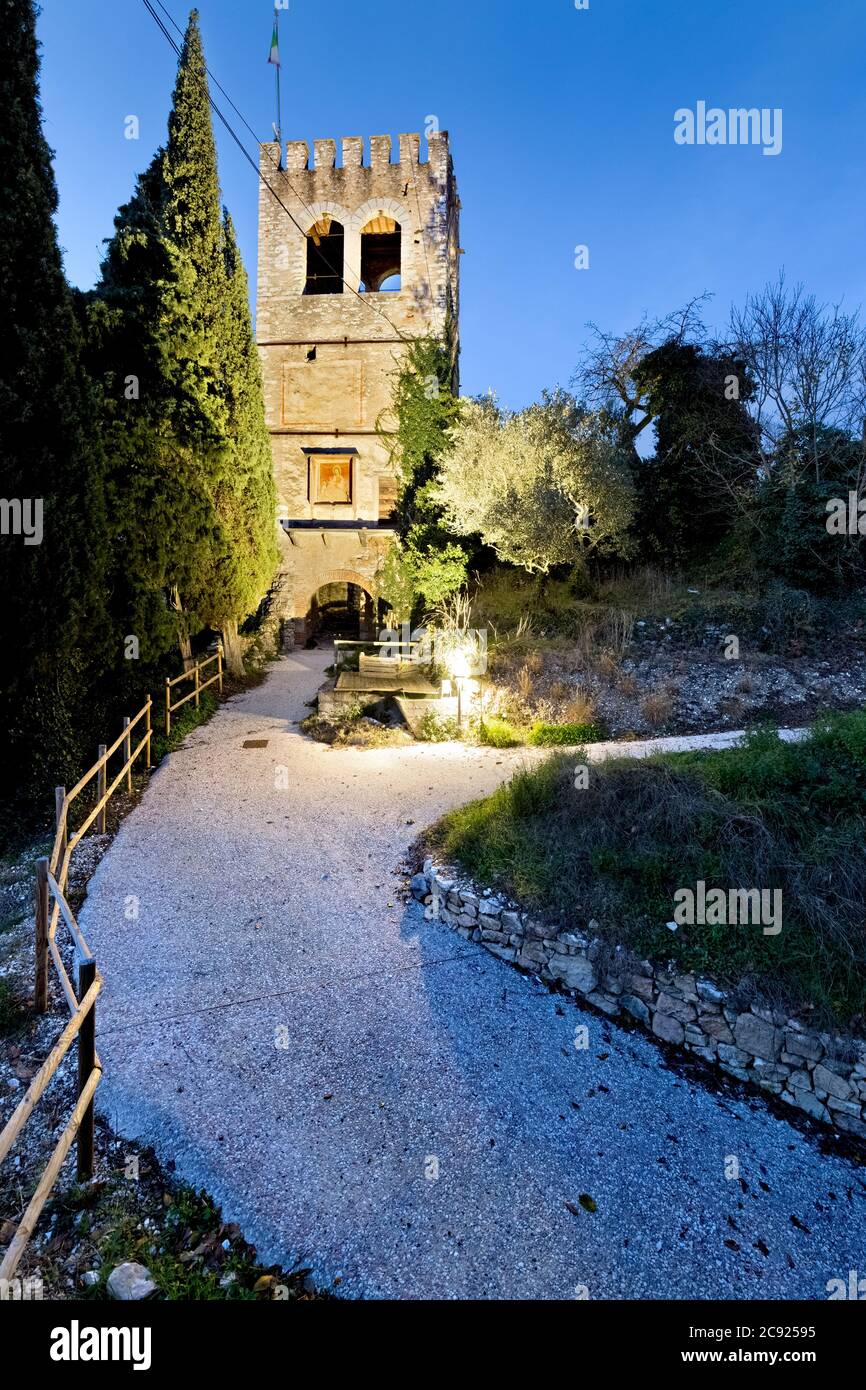 Entrance tower to the Scaliger castle of Tregnago. Tregnago, Illasi ...