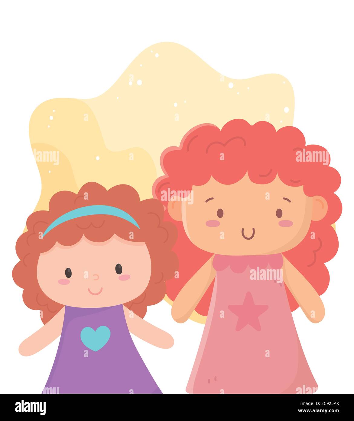 kids toys object amusing cartoon little cute dolls vector illustration ...
