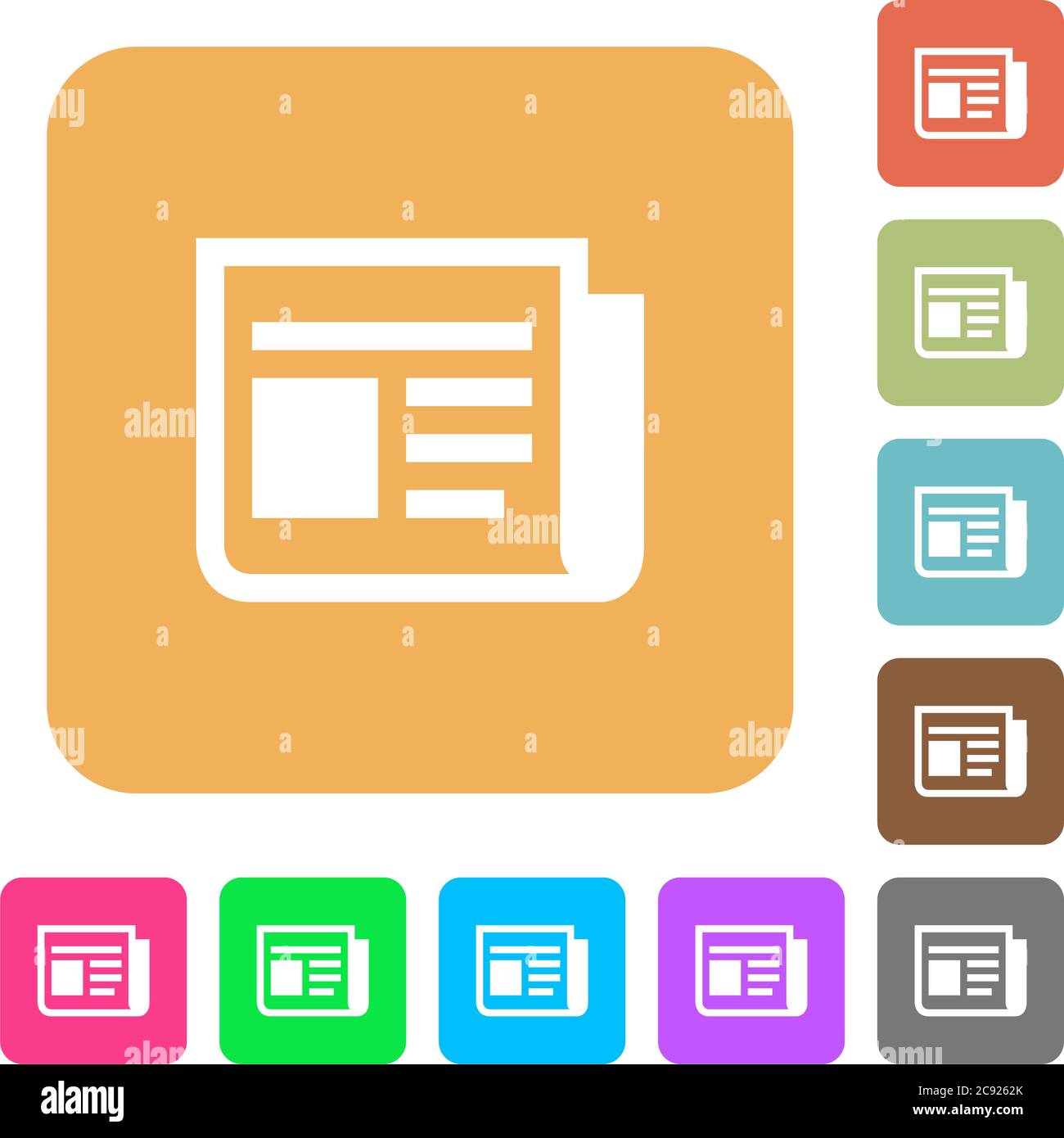 News flat icons on rounded square vivid color backgrounds Stock Vector ...