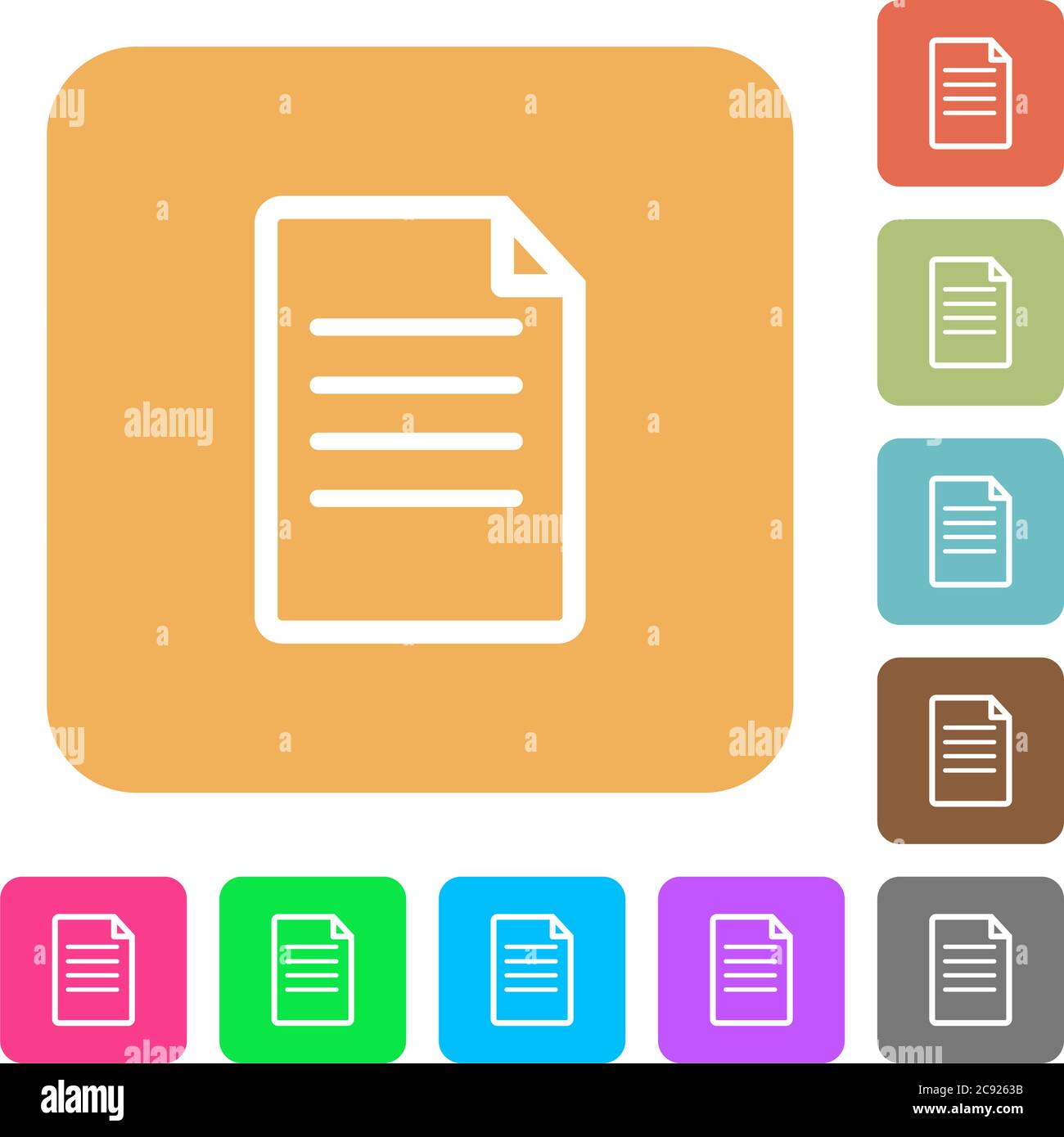 Document flat icons on rounded square vivid color backgrounds Stock Vector Image & Art - Alamy