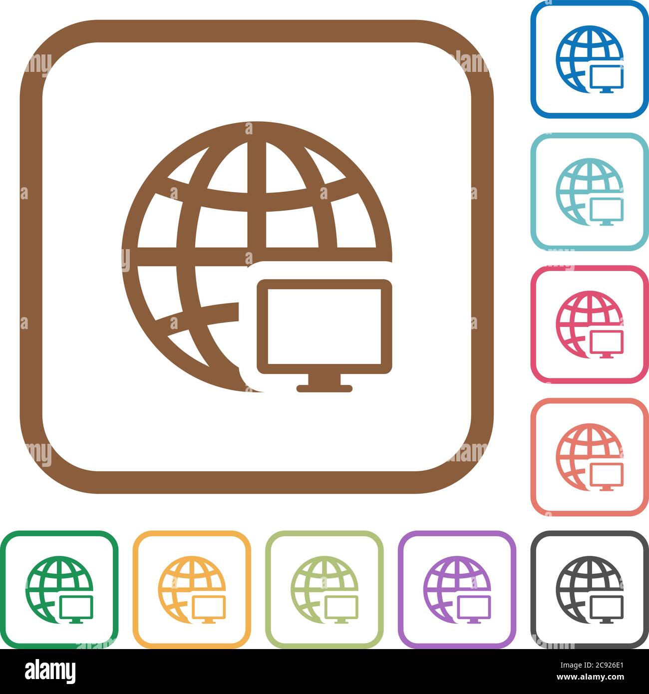 Remote terminal simple icons in color rounded square frames on white background Stock Vector ...