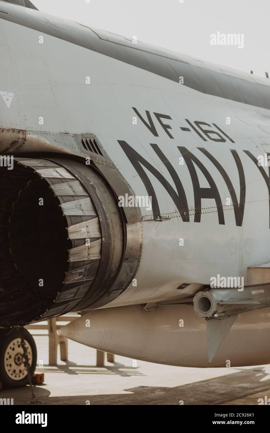 SAN DIEGO, UNITED STATES - Nov 09, 2019: Detail shot of a Navy VF-161 ...