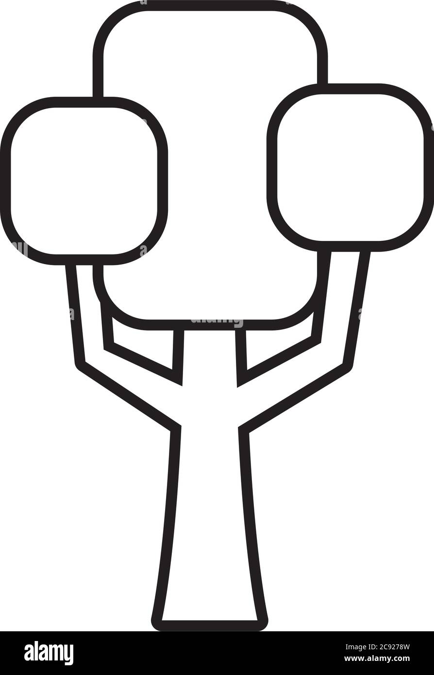 square shaped tree line style icon design, Nature plant season ...