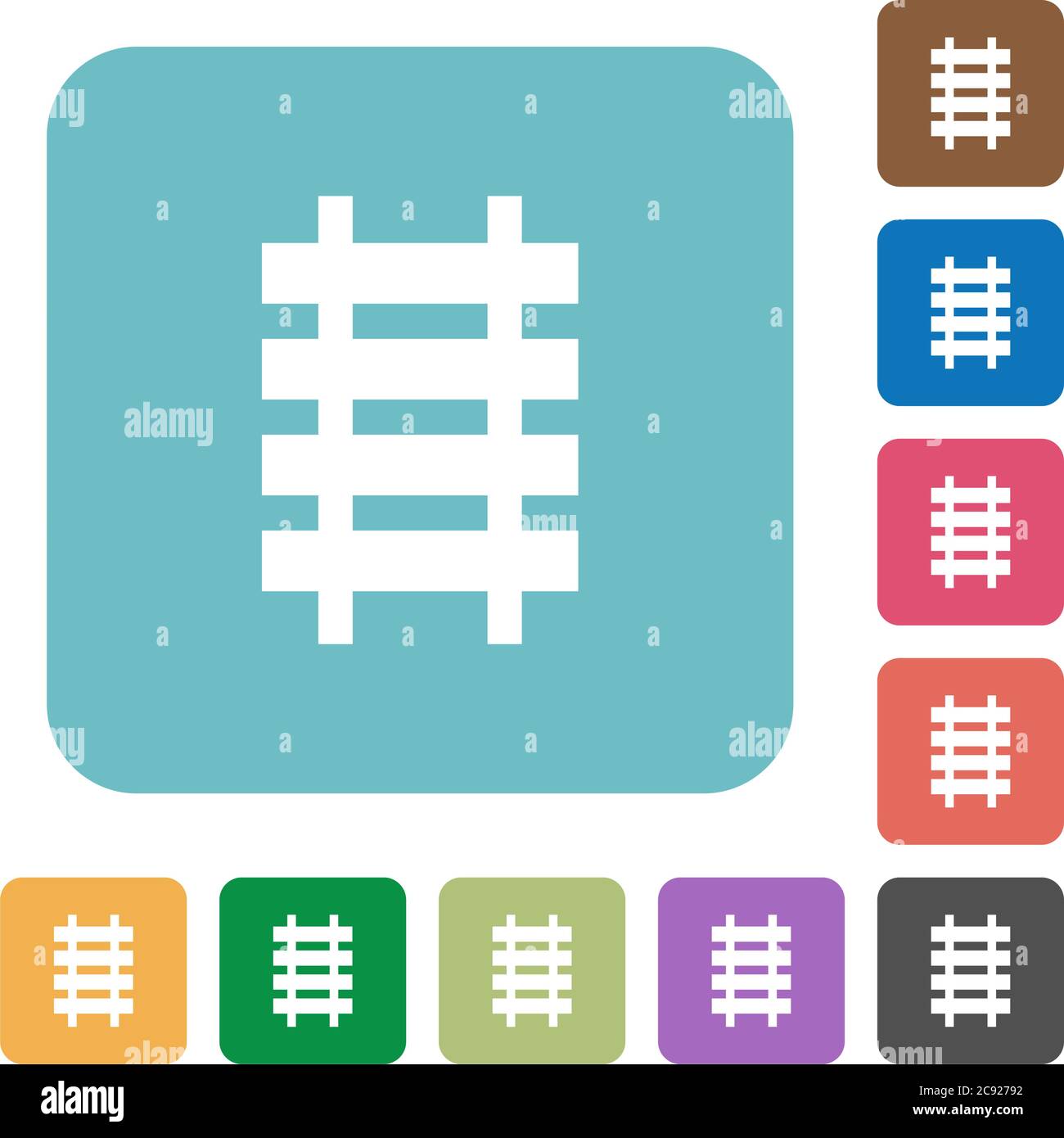 Railroad white flat icons on color rounded square backgrounds Stock Vector Image & Art - Alamy
