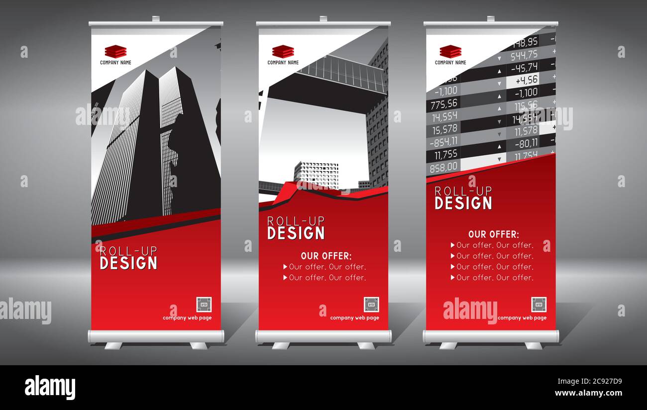 Roll-up template, design (85x200 cm) - modern office buildings ...