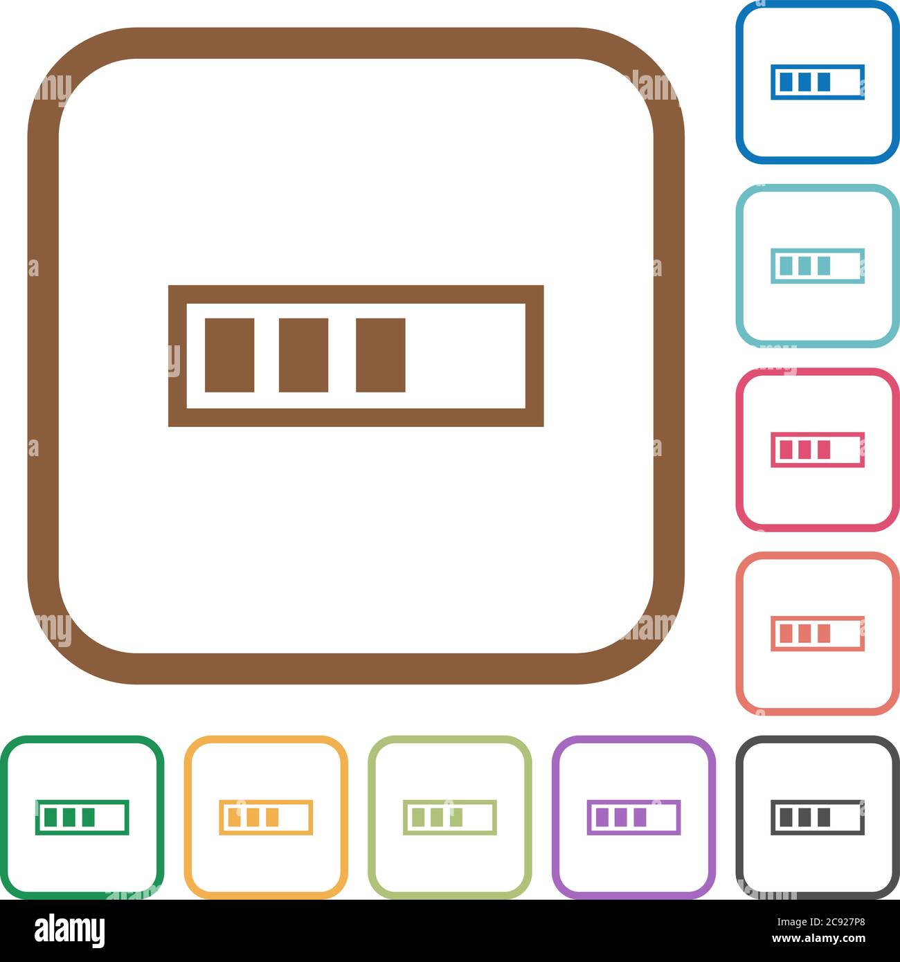 Progressbar Simple Icons In Color Rounded Square Frames On White