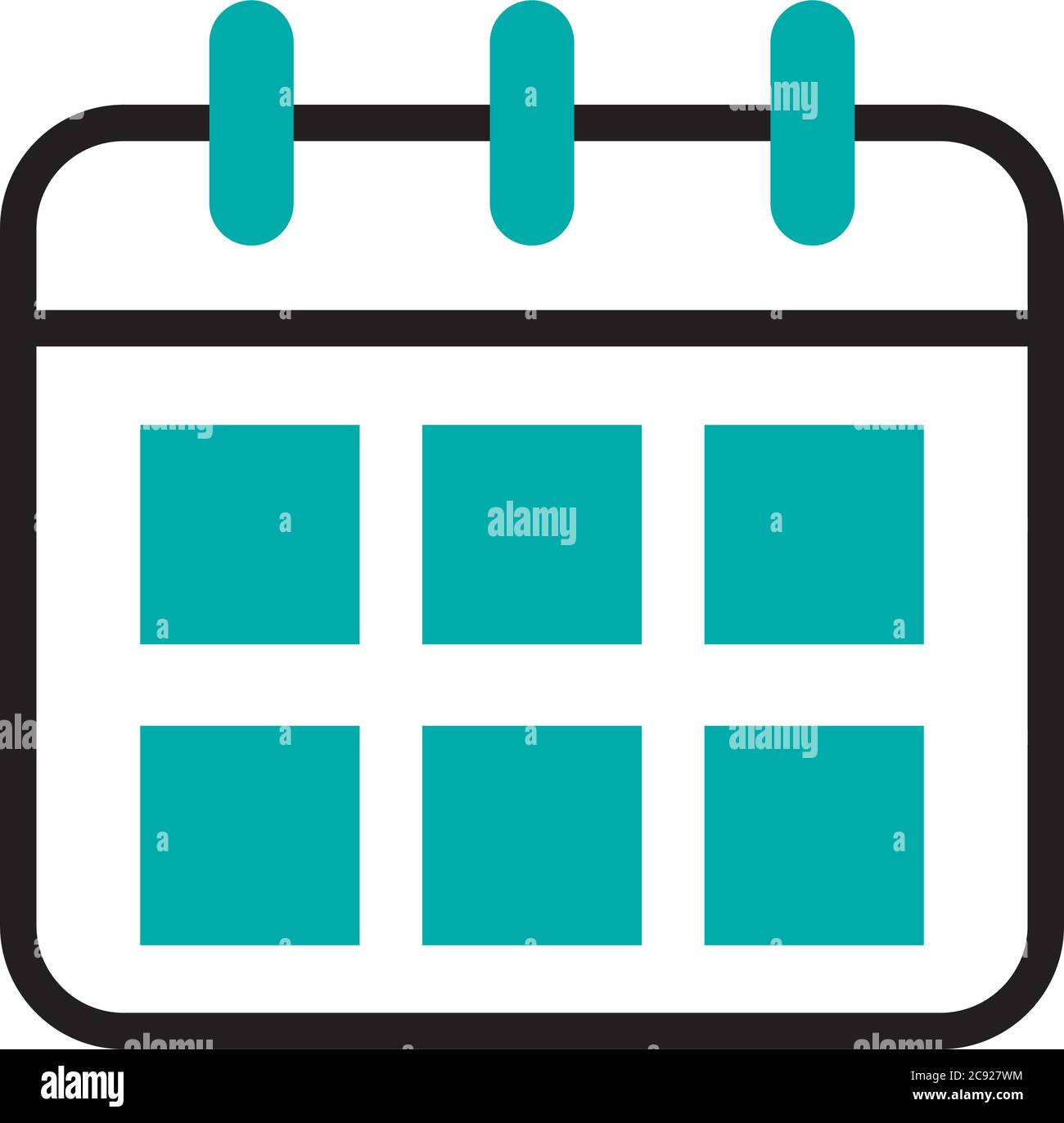 calendar planner icon over white background, half line half color style ...