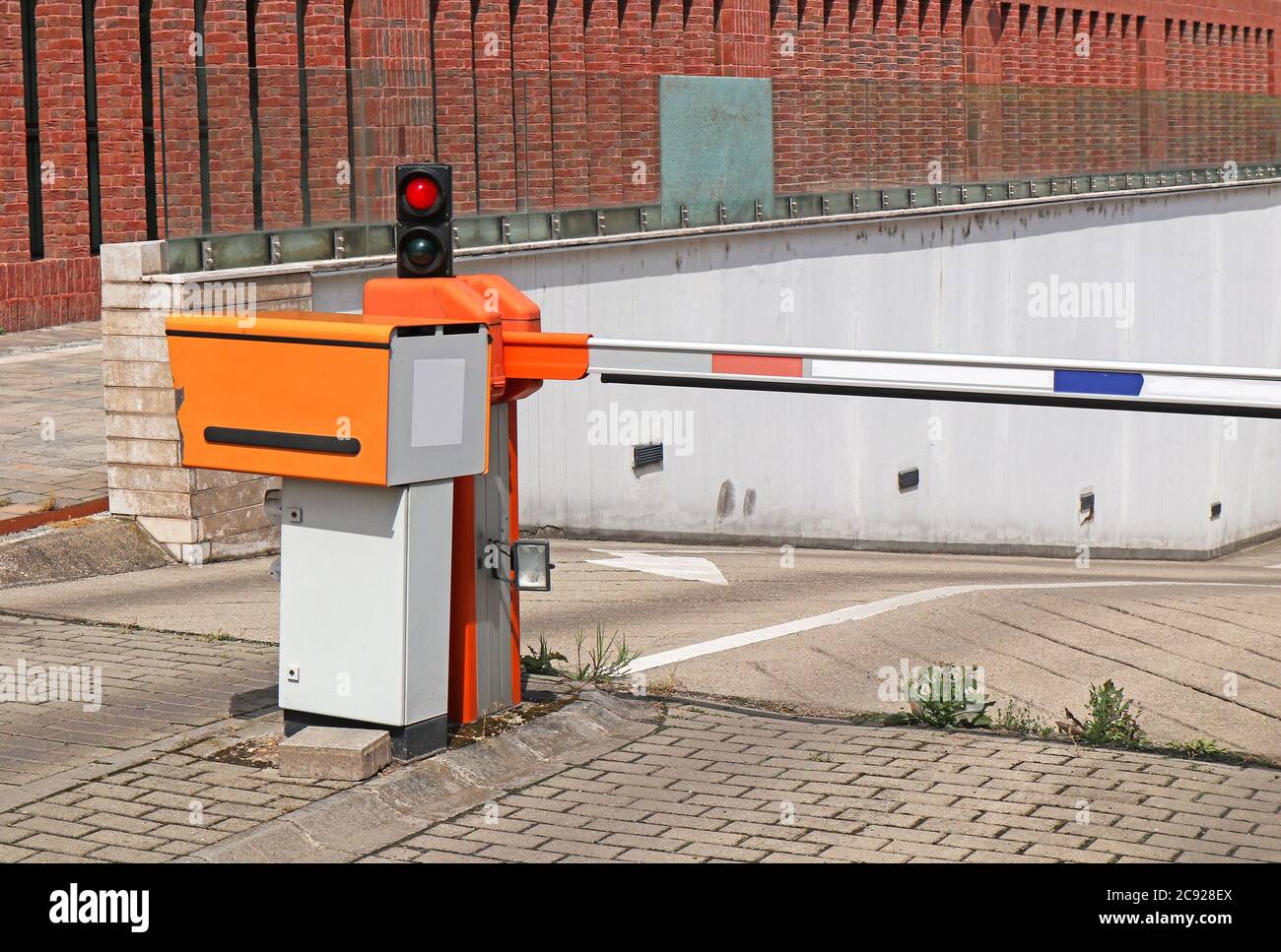 Automatic parking lot gate at the parking garage Stock Photo - Alamy