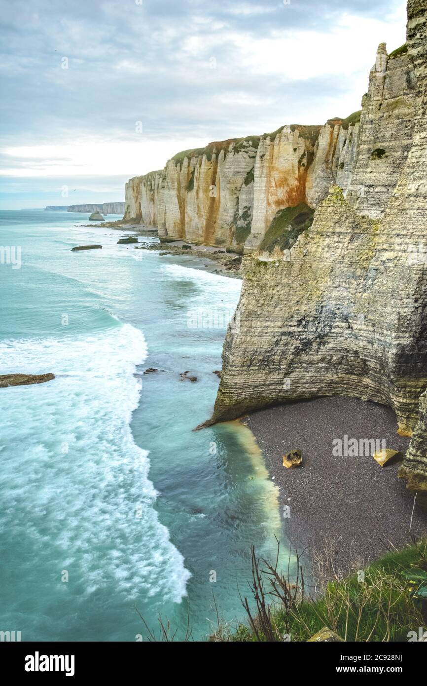 Incredible colorful Cliff in normandy Stock Photo - Alamy