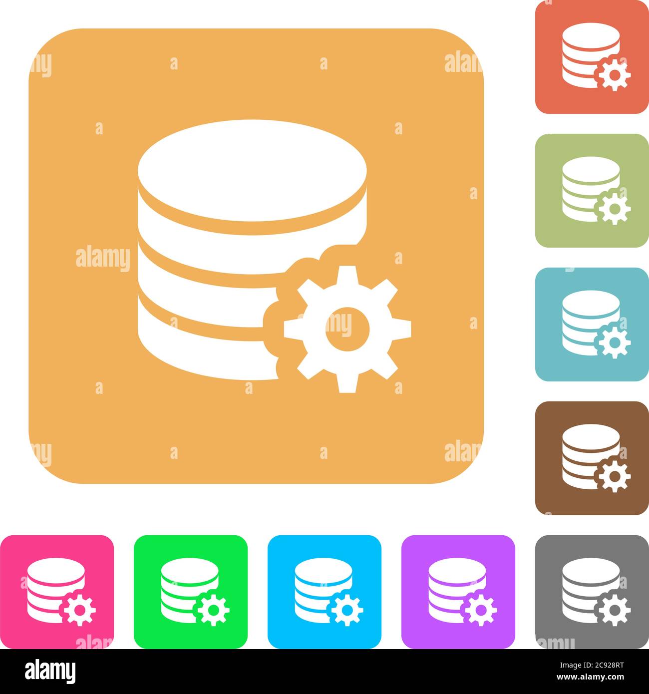 Database configuration flat icons on rounded square vivid color ...