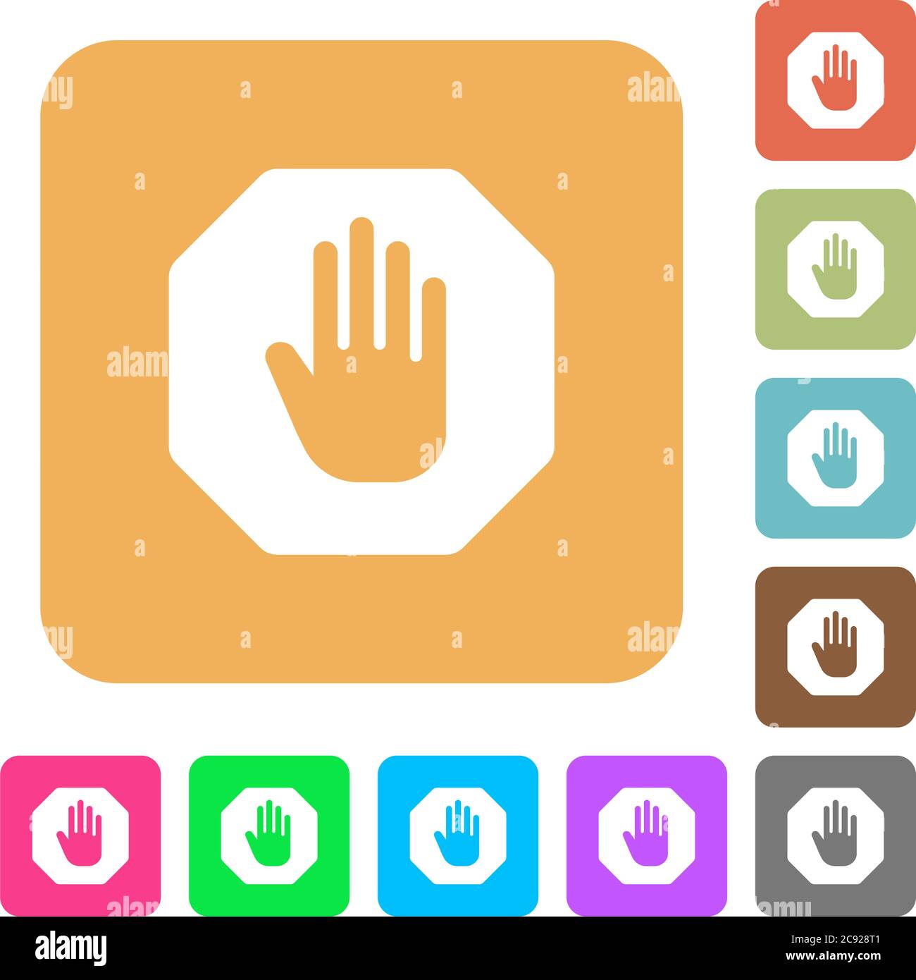 Stop sign flat icons on rounded square vivid color backgrounds Stock ...