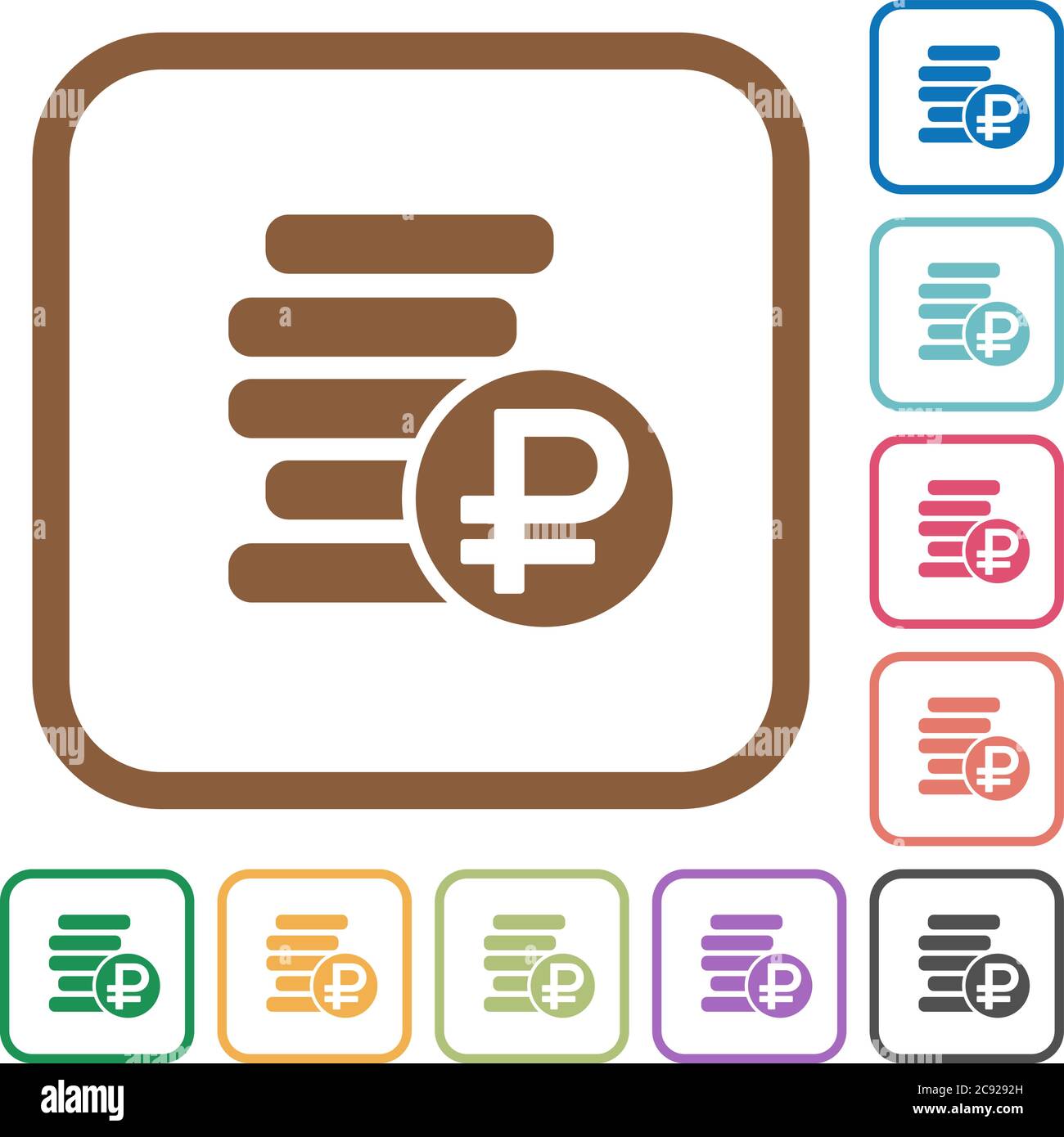 Ruble coins simple icons in color rounded square frames on white background Stock Vector Image ...