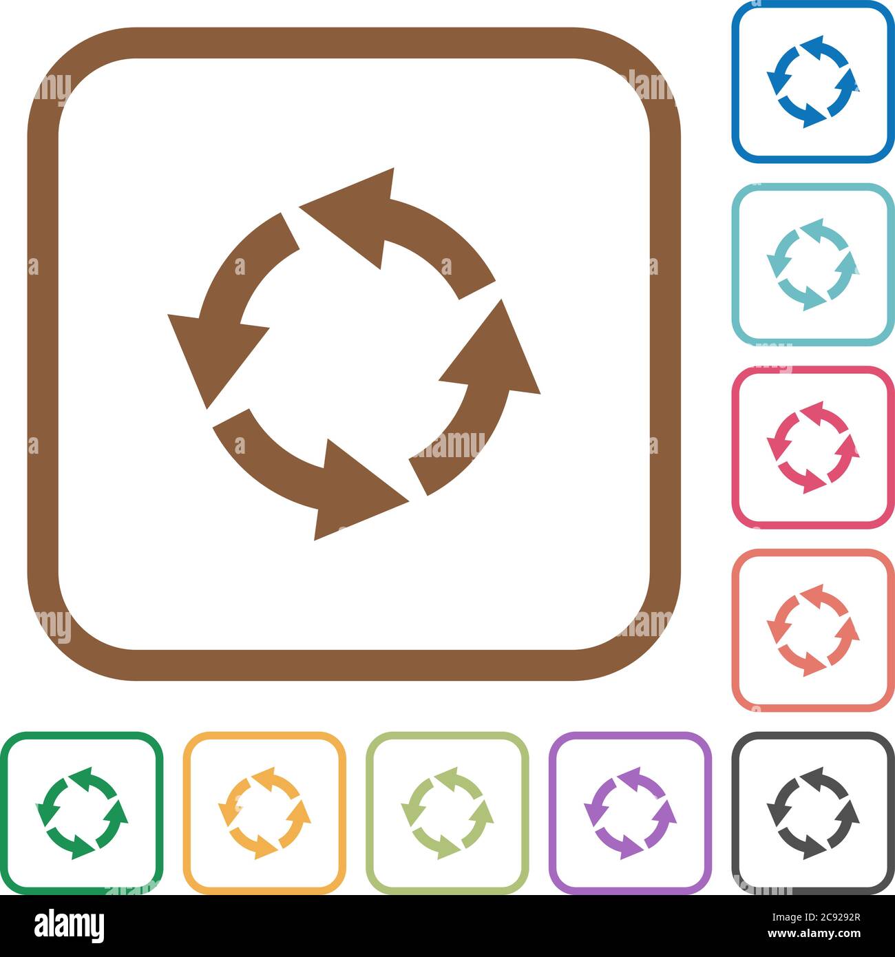 Rotate left simple icons in color rounded square frames on white background Stock Vector Image ...