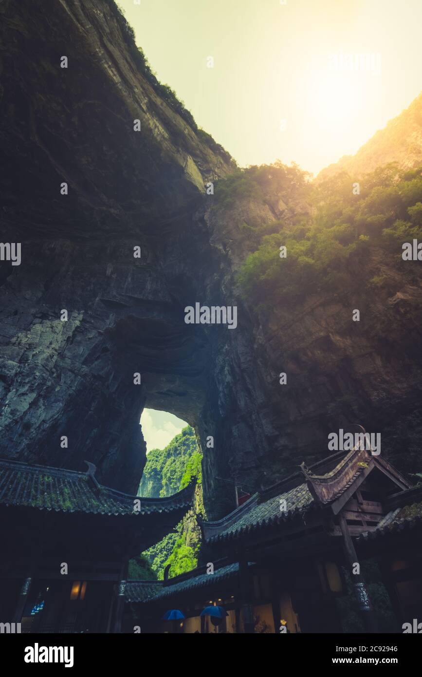 Traditional chinese architecture pagoda buildings in front of the stone ...