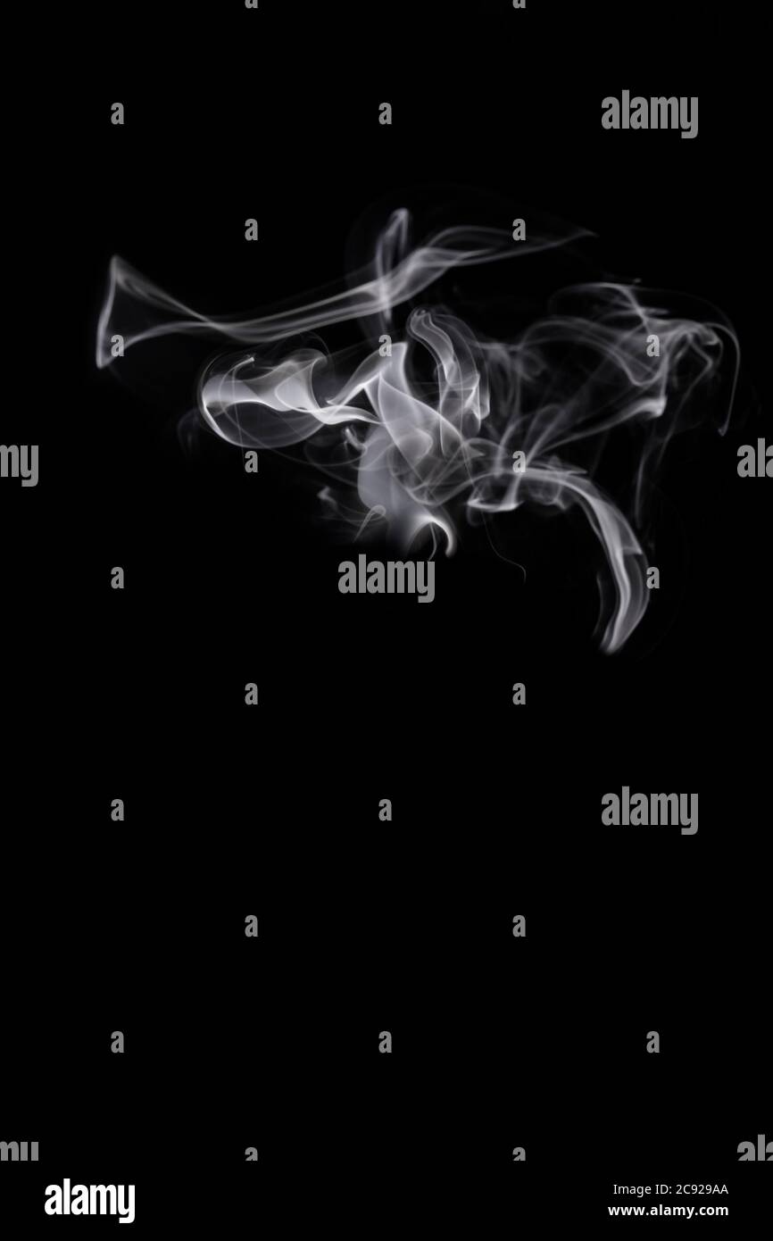 Abstract white smoke or steam swirls on black background Stock Photo ...