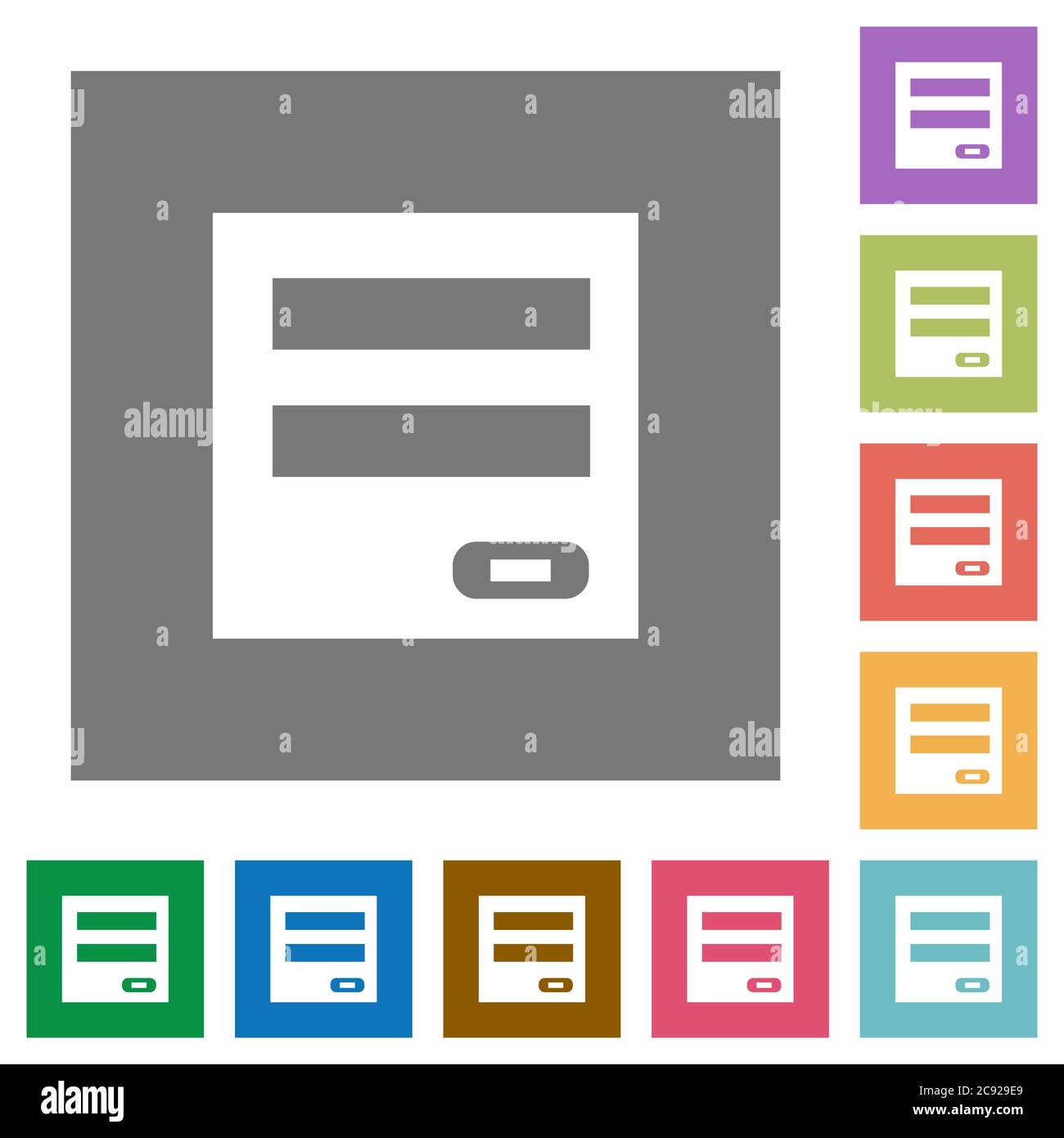 Login panel flat icons on simple color square backgrounds Stock Vector ...