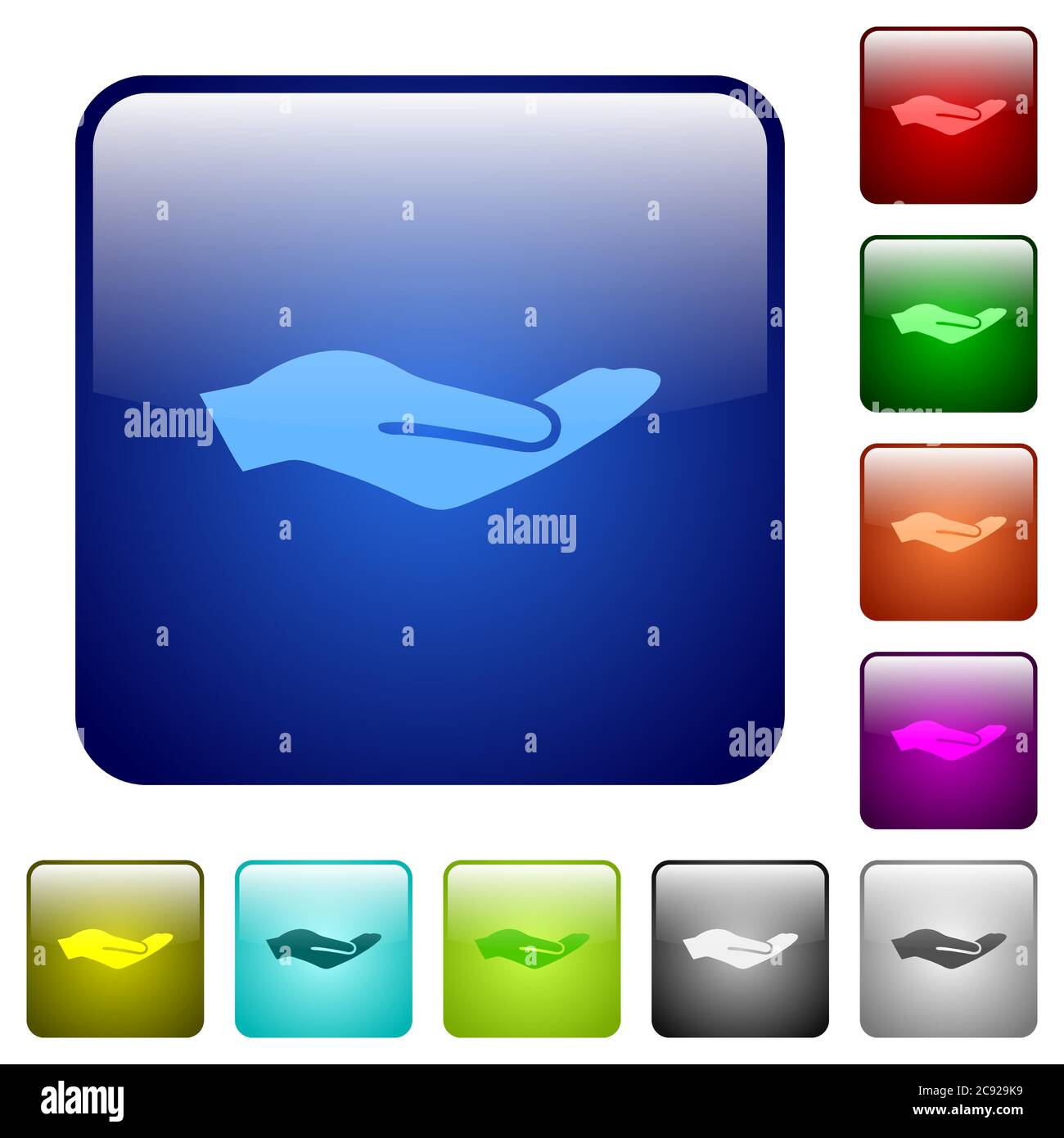 Human hand icons in rounded square color glossy button set Stock Vector ...