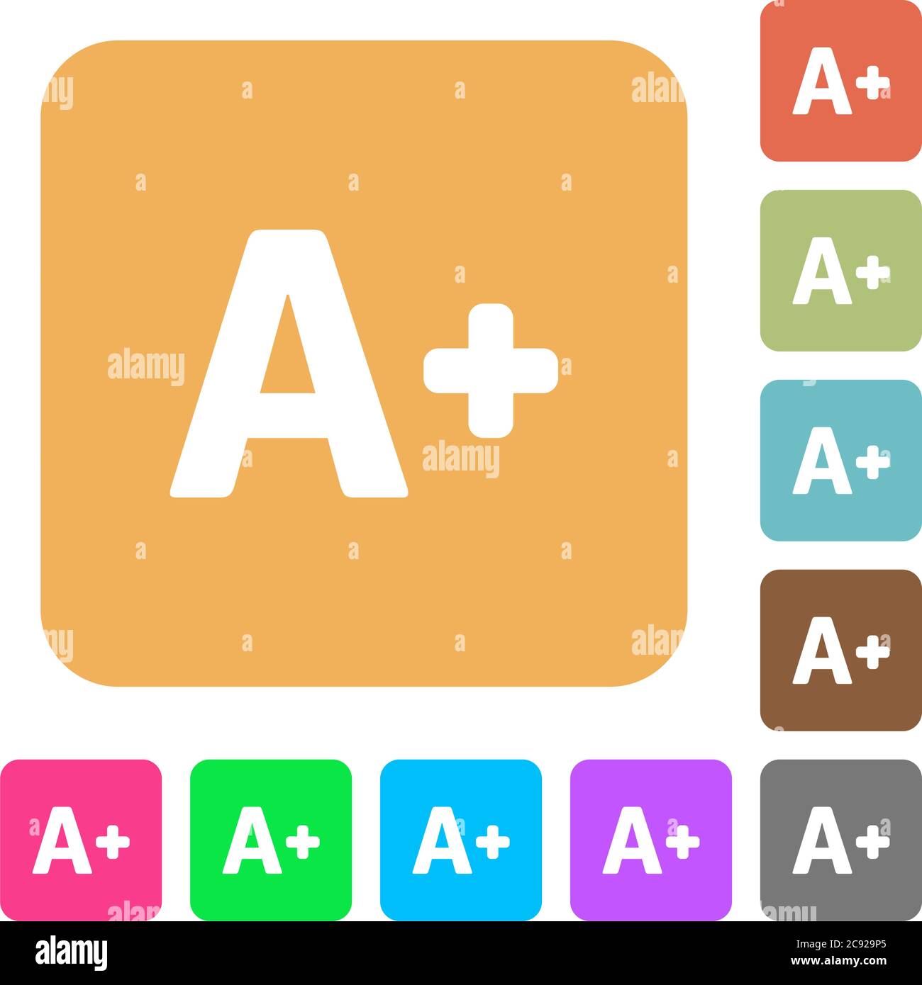 Increase font size flat icons on rounded square vivid color backgrounds ...