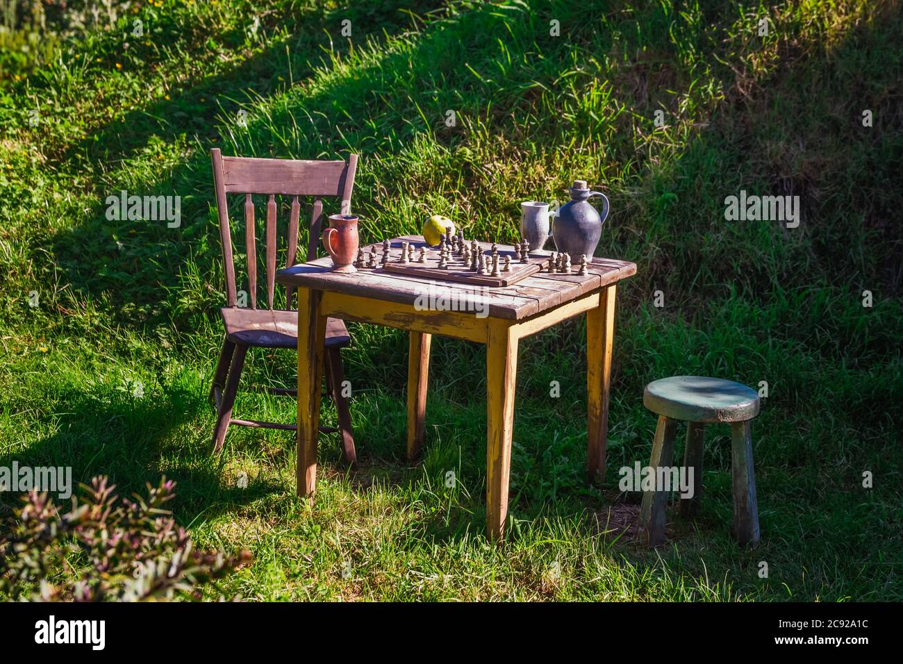 Chess board at the Hobbiton, New Zealand. The place where hobbits live ...