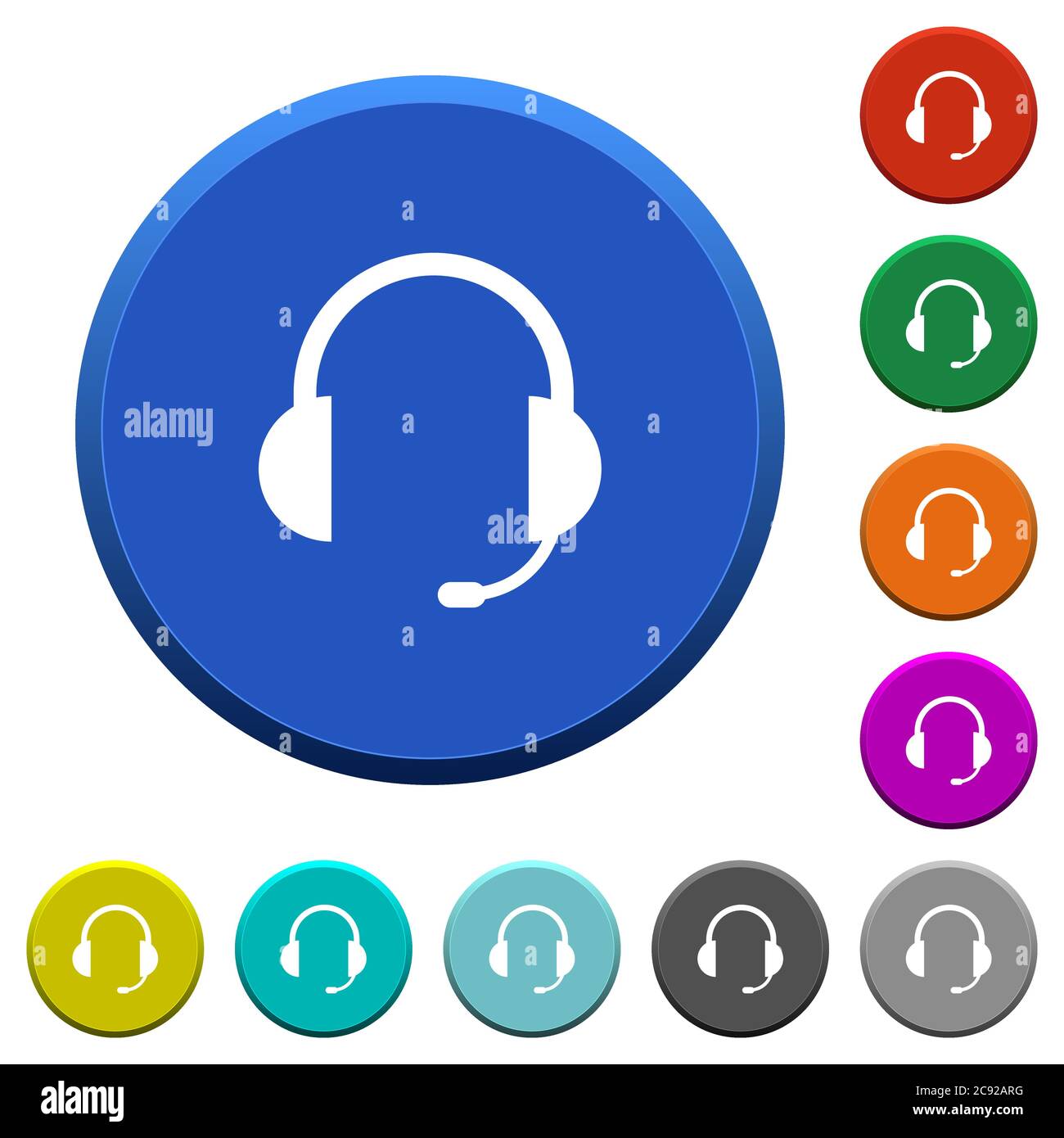 Headset with microphone round color beveled buttons with smooth ...